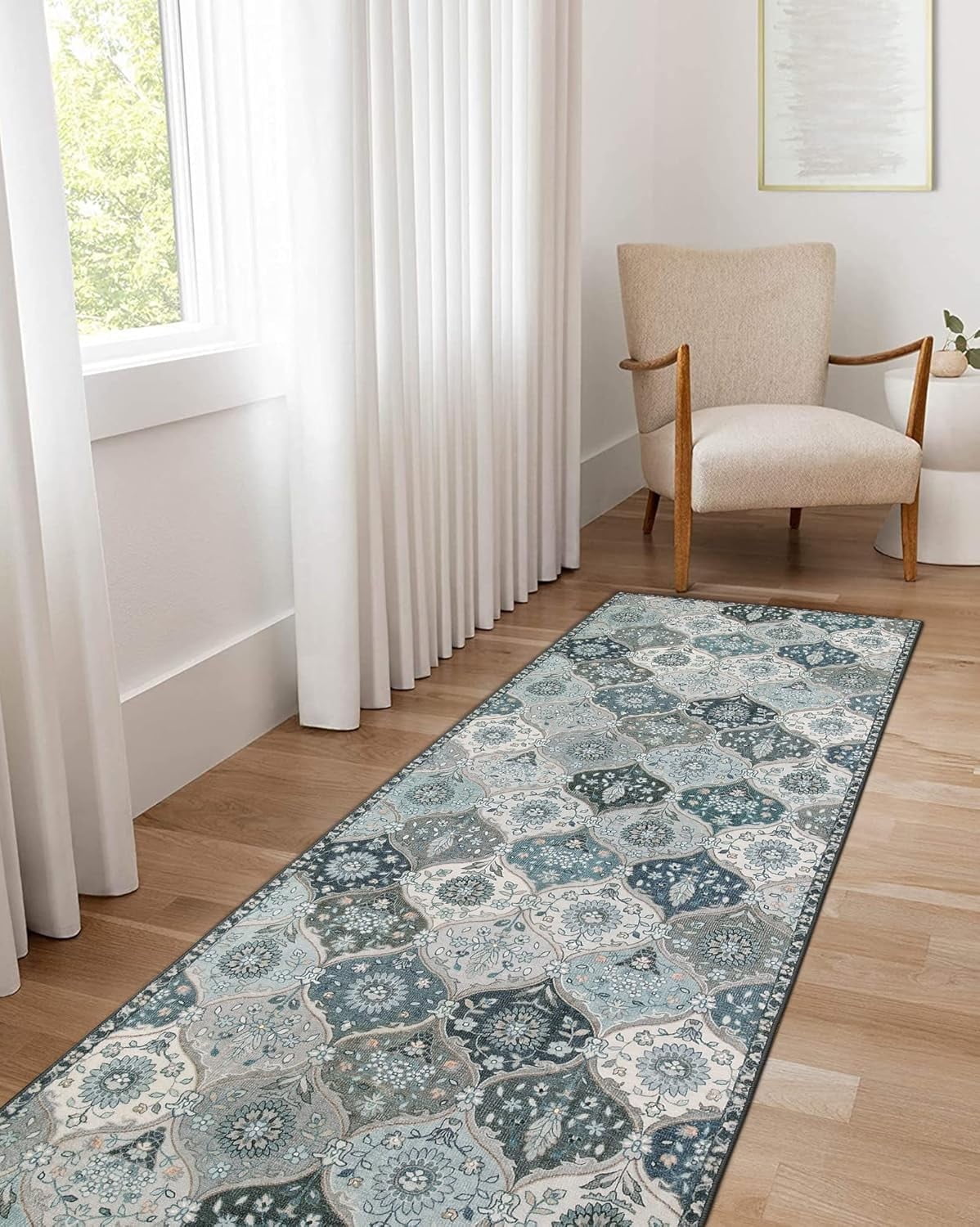 Moynesa 2'x6' Moroccan Trellis Washable Runner Rug,2x6ft Rug Runners ...