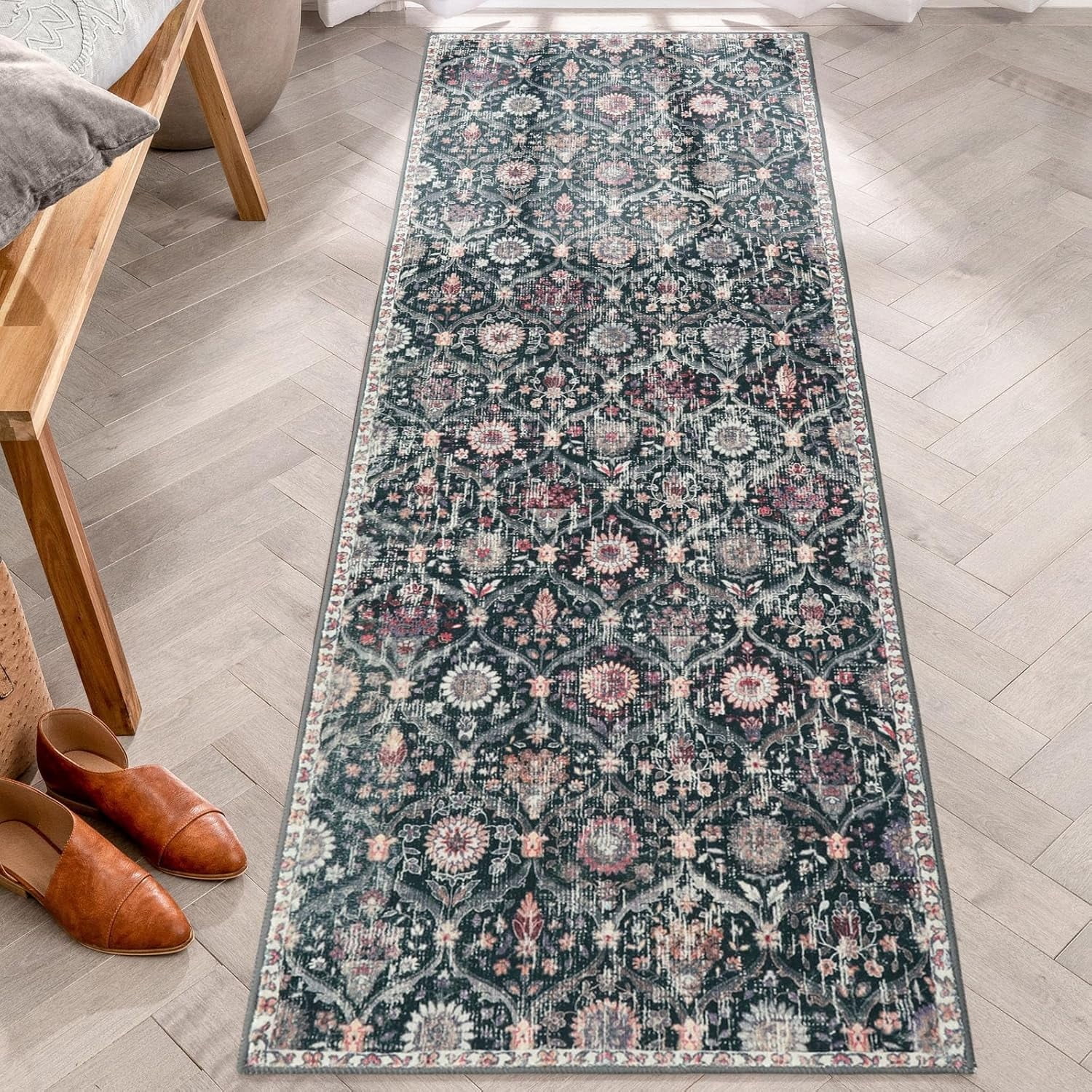 Moynesa 2'x6' Moroccan Trellis Washable Runner Rug,2x6ft Rug Runners ...