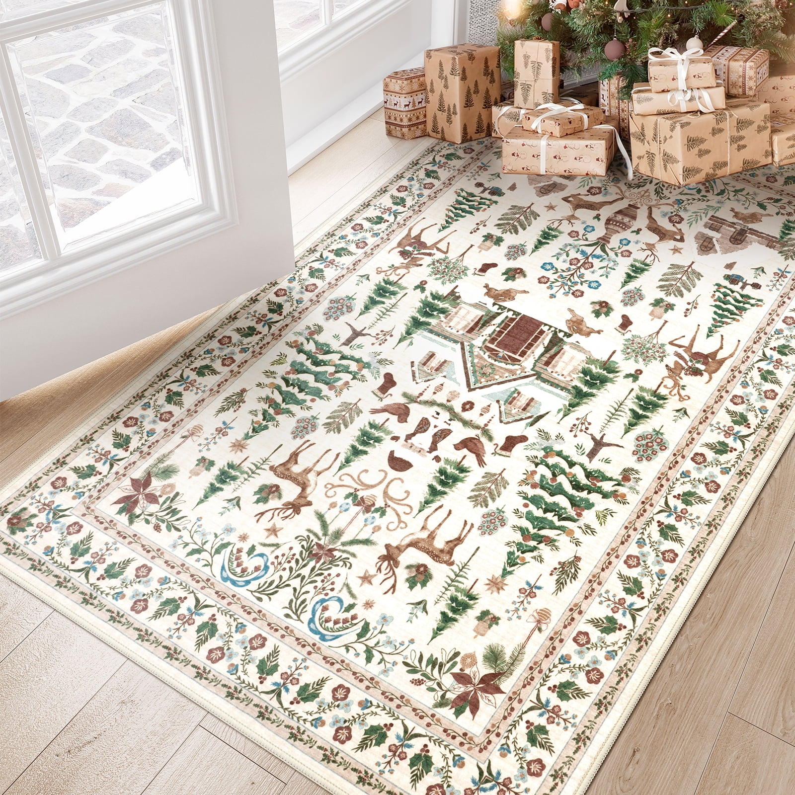 Moynesa 3'x5' Christmas Indoor Area Rug,Machine Washable Area Rugs for ...
