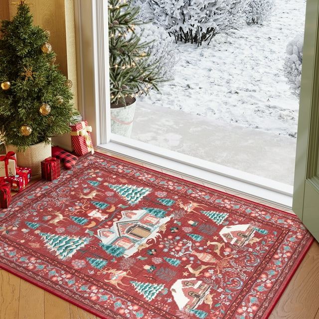 Moynesa 3'x5' Christmas Indoor Area Rug,Machine Washable Area Rugs for ...
