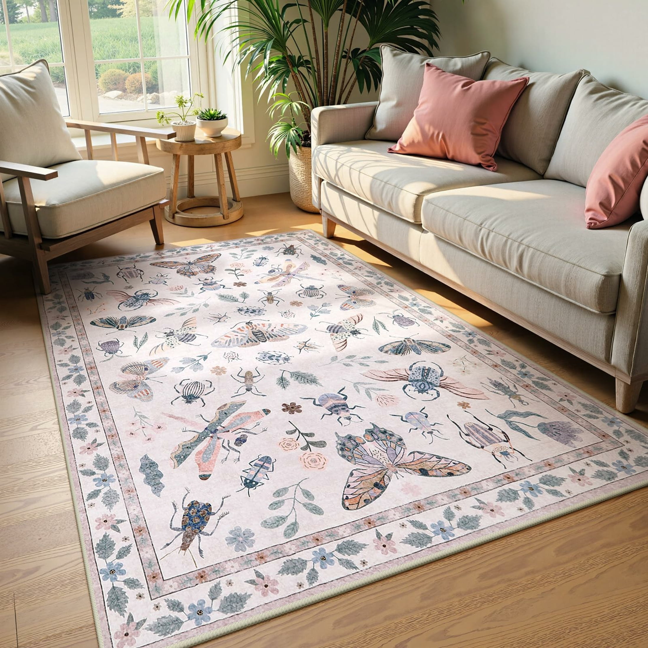 Moynesa 3'x5' Insect Machine Washable Rug, 3x5ft Rug Non Slip Soft ...