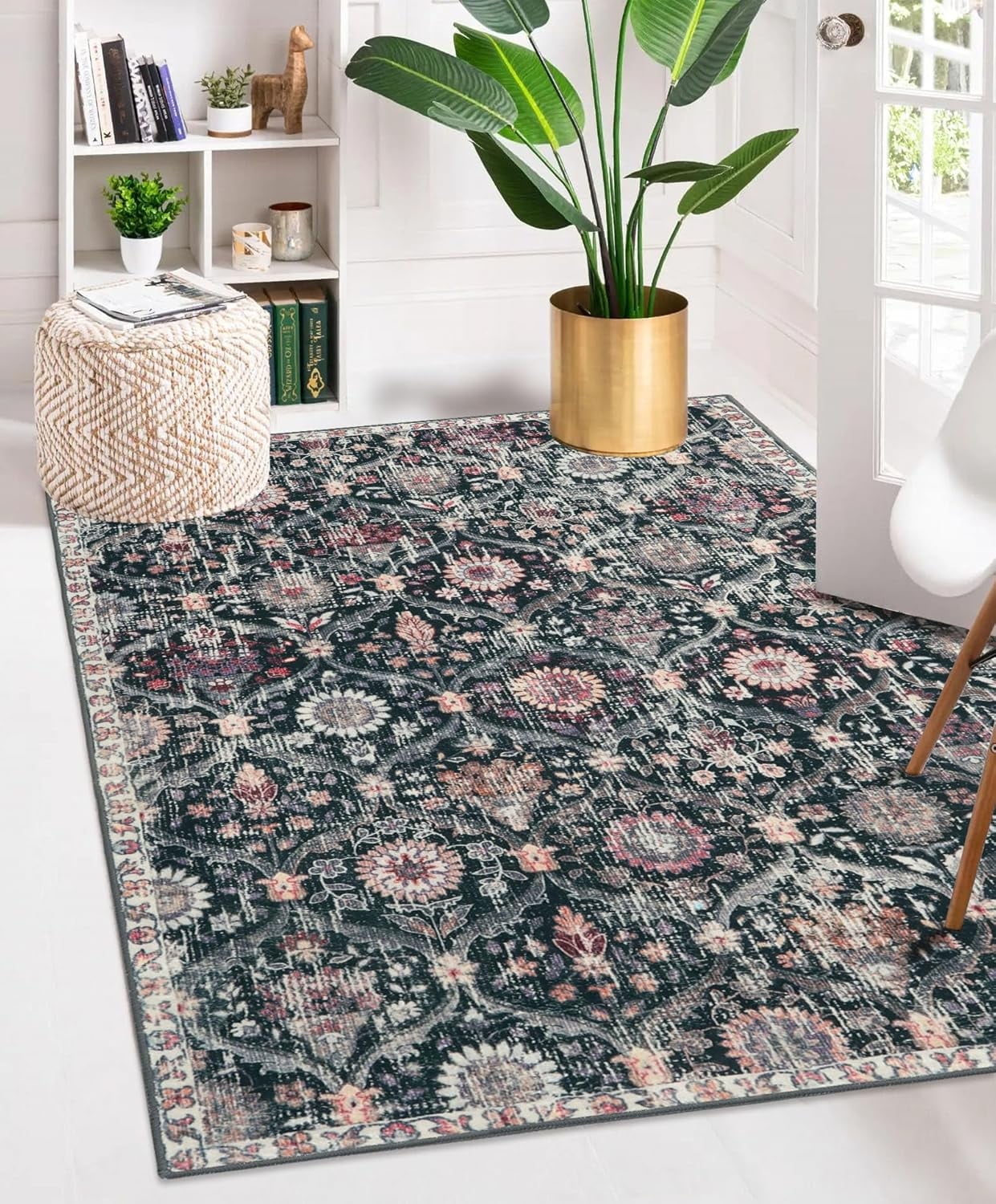 Moynesa 3'x5' Moroccan Trellis Area Rug, 3x5ft Washable Bedroom Rug ...