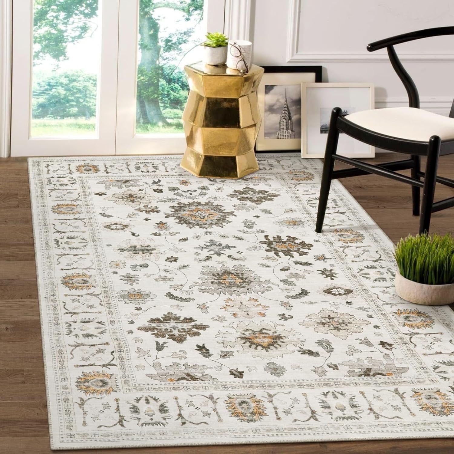 Moynesa 3'x5' Vintage Rug,Oriental Farmhouse Entryway Rug Non-Slip ...