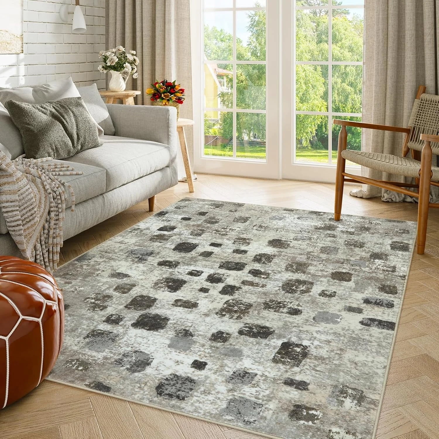 Moynesa 4'x6' Abstract Area Rugs, Washable Rug for Bedroom Ultra-Thin ...
