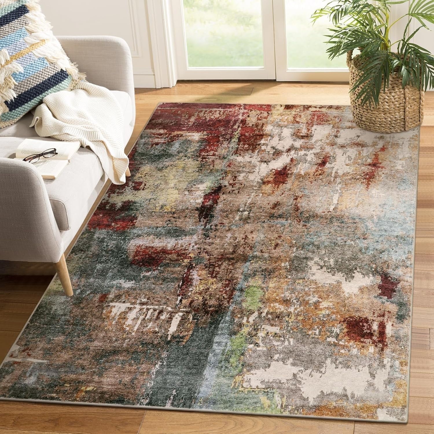 Moynesa 4'x6' Area Rug for Living Room Modern Abstract Soft Washable ...