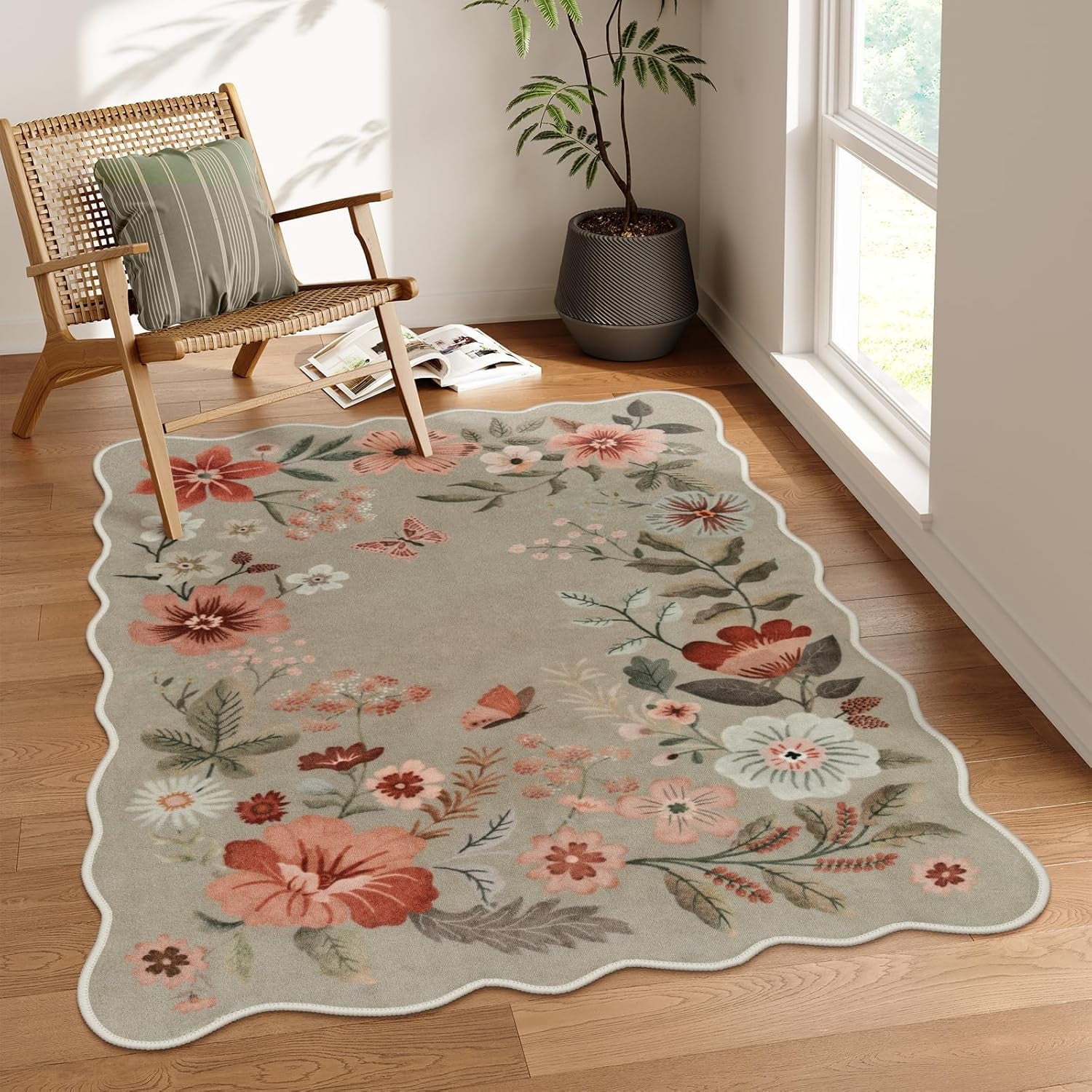 Moynesa 4'x6' Floral Living Room Rugs, Area Rugs 4x6ft Rug for Bedroom ...