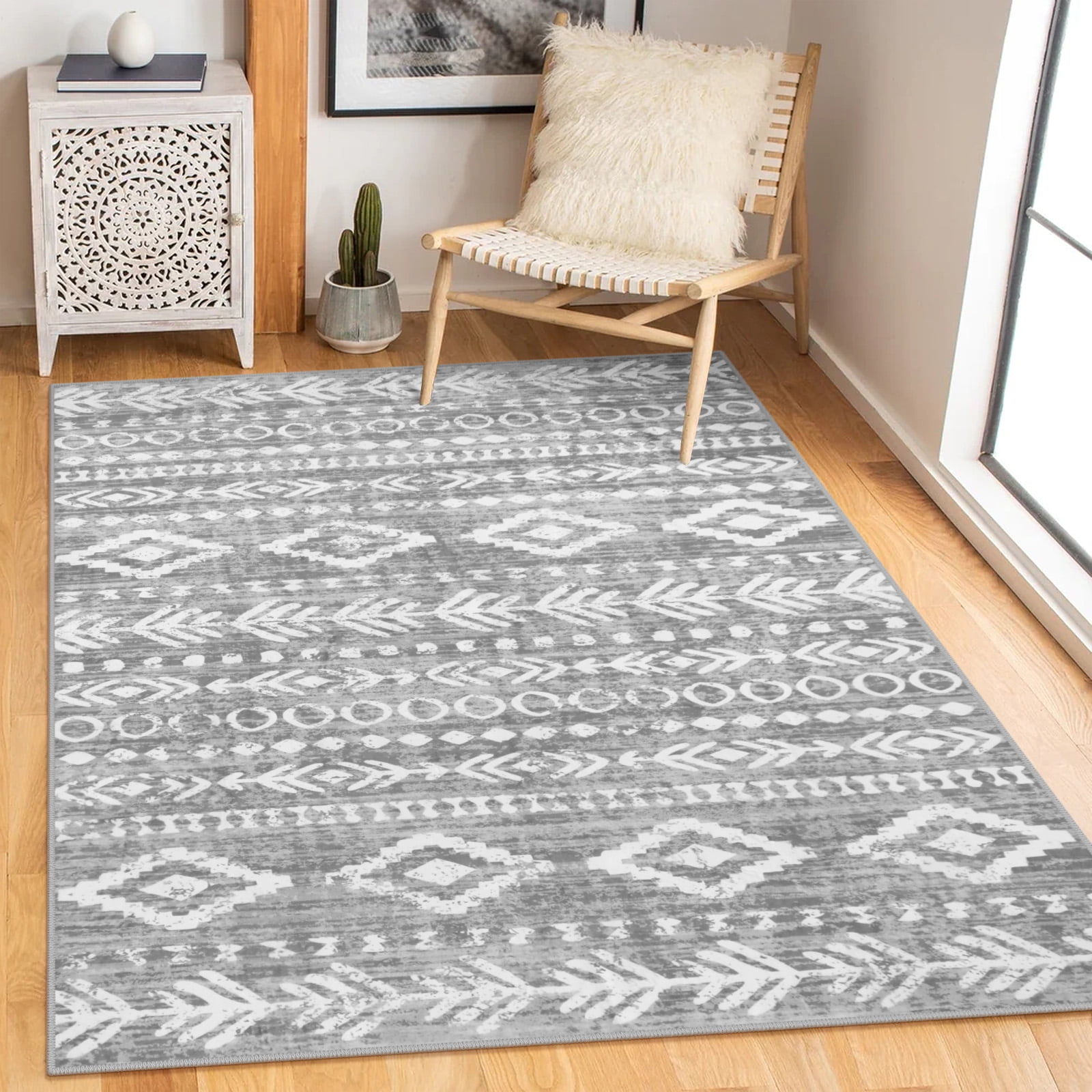 Moynesa 5x7 Area Rug, Machine Washable Tribal Pattern, Living Room ...