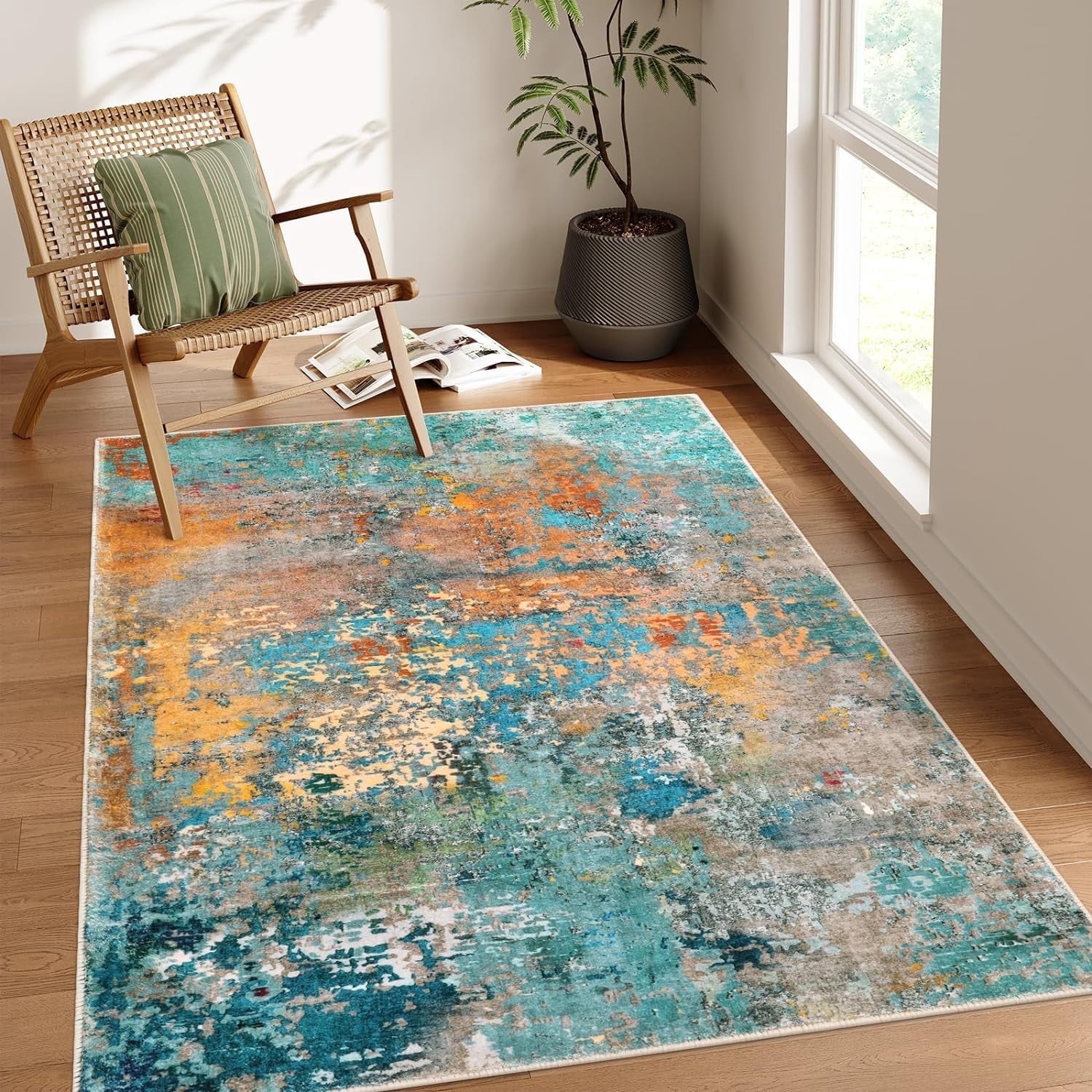 Moynesa 5'x7' Area Rug for Living Room Modern Abstract Soft Washable ...