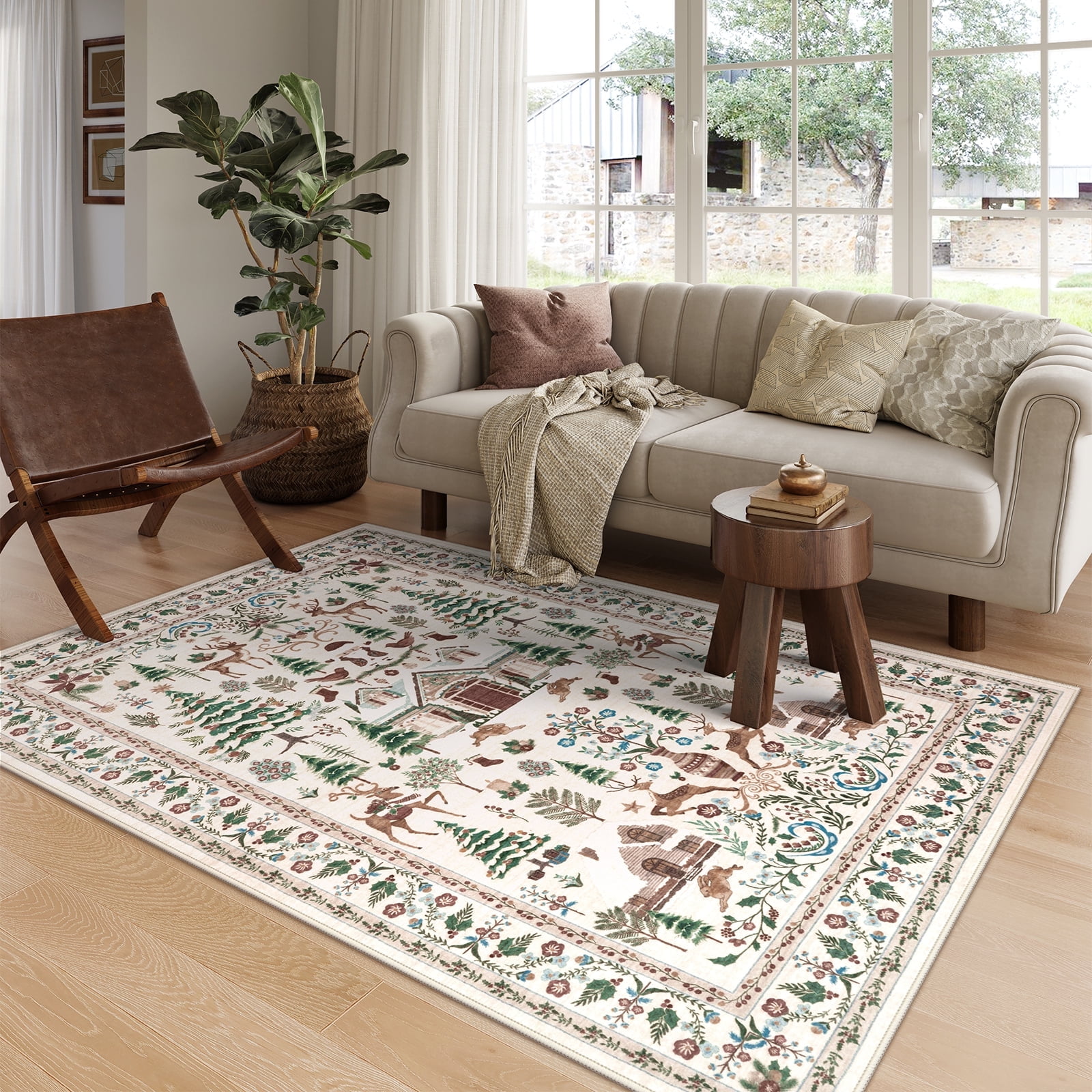 Moynesa 5'x7' Christmas Area Rugs for Living Room,Machine Washable Area ...