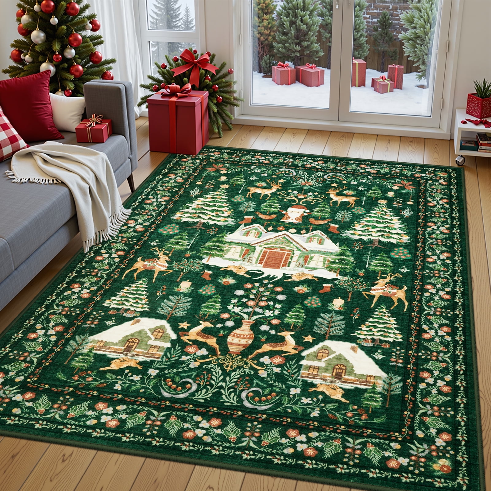 Moynesa 5'x7' Christmas Area Rugs for Living Room,Machine Washable Area ...