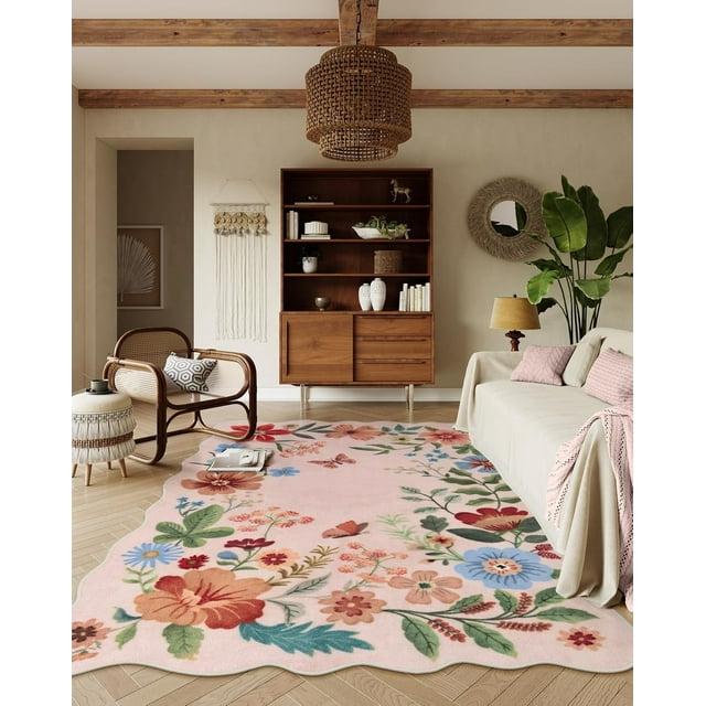 Moynesa 5'x7' Floral Living Room Rugs, Area Rugs 5x7ft Rug for Bedroom ...