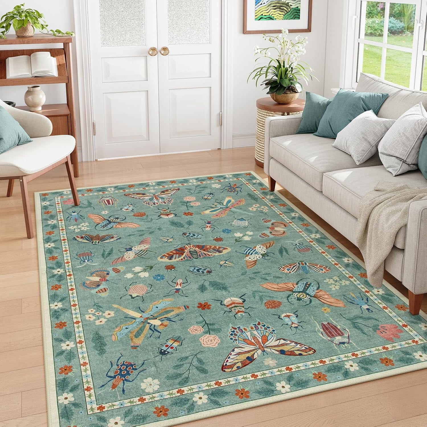 Moynesa 5'x7' Insect Machine Washable Rugs, Non Slip Soft Living Room ...