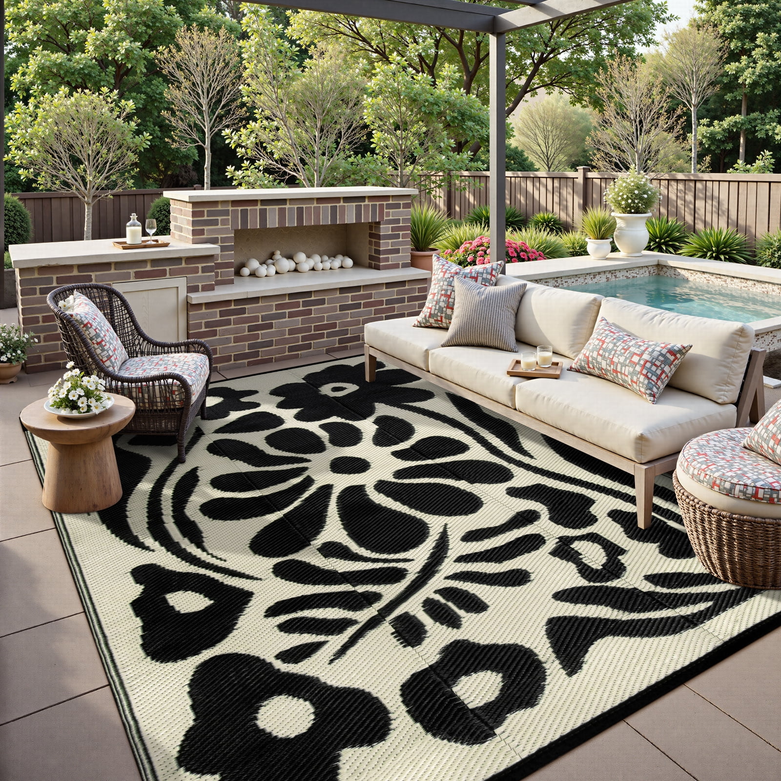 Moynesa 5'x8' Outdoor Rugs Waterproof, Plastic Straw RV Rugs for ...