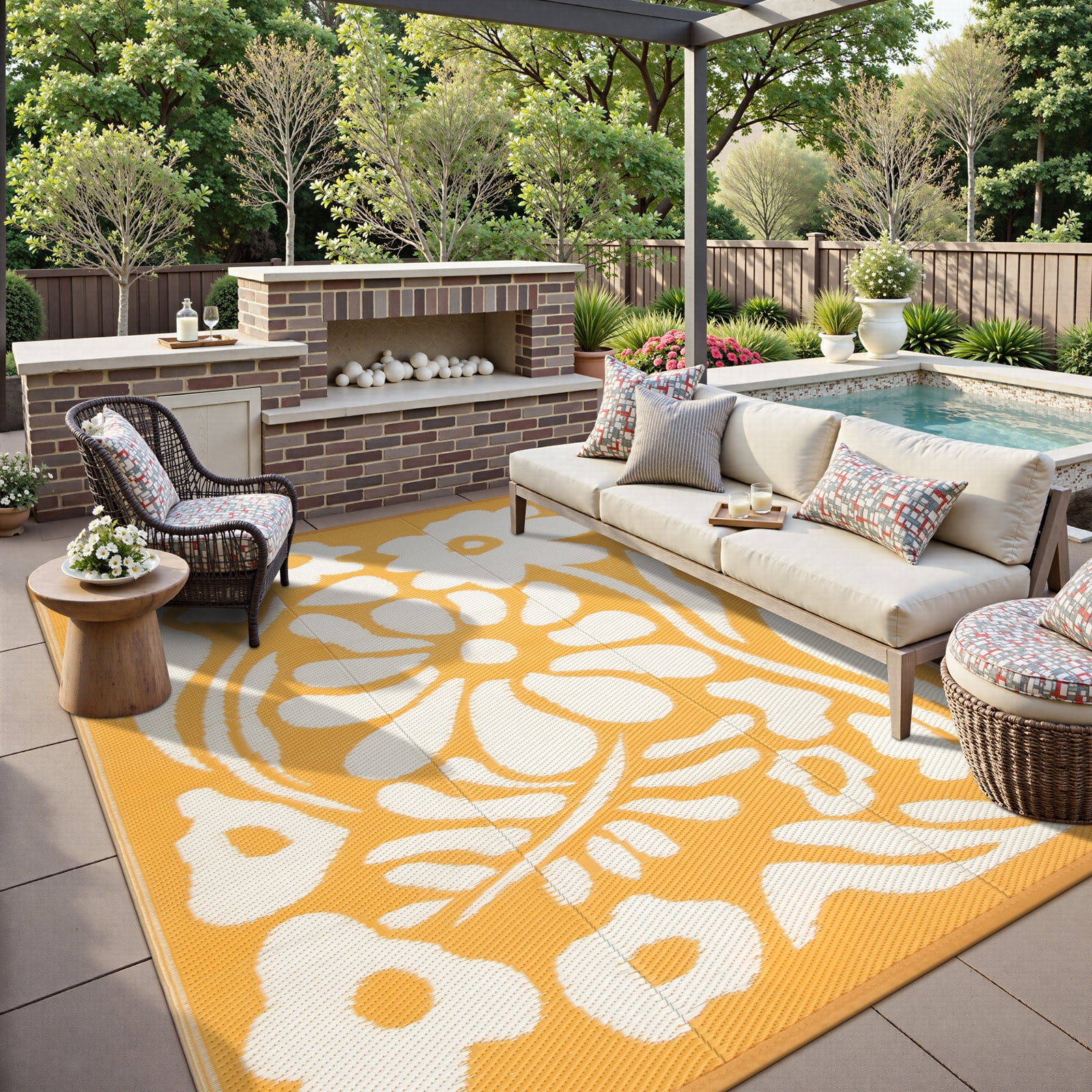 Moynesa 5'x8' Outdoor Rugs Waterproof, Plastic Straw RV Rugs for ...