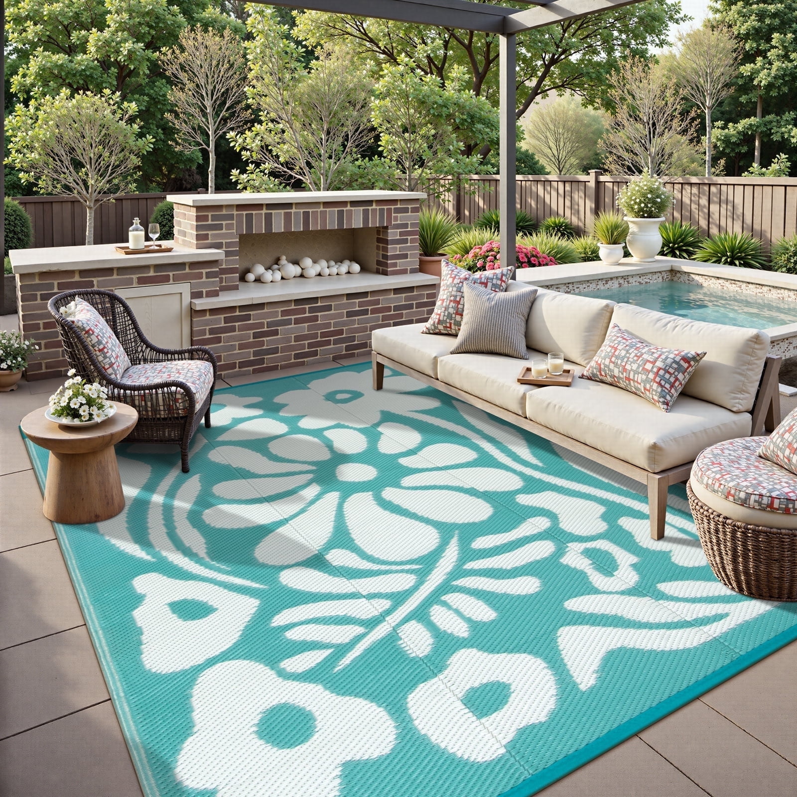 Moynesa 5'x8' Outdoor Rugs, Waterproof Reversible RV Patio Rug, Camping Picnic Mat - Walmart.com