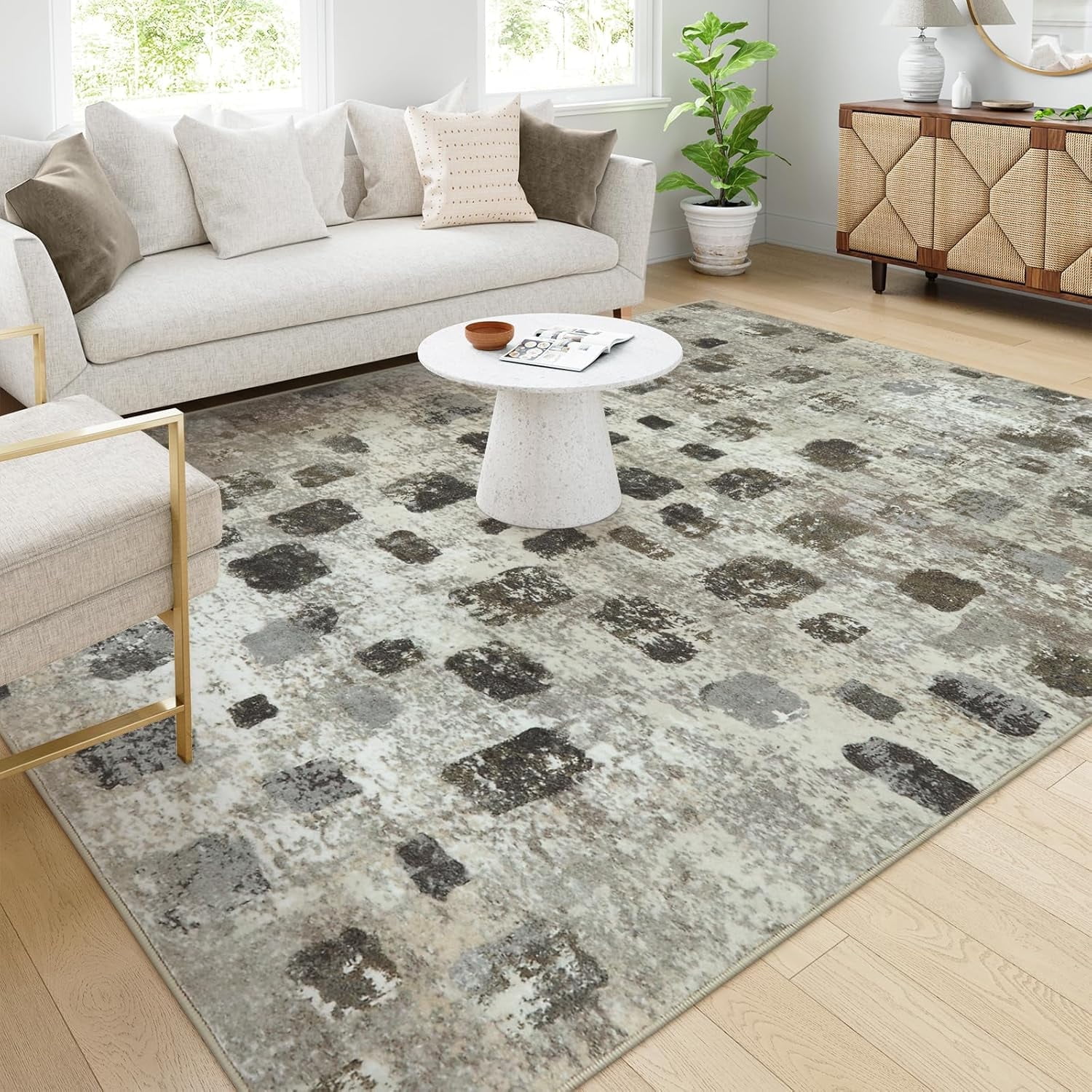 Moynesa 6'x9' Abstract Area Rugs, Washable Large Rug for Bedroom Ultra ...
