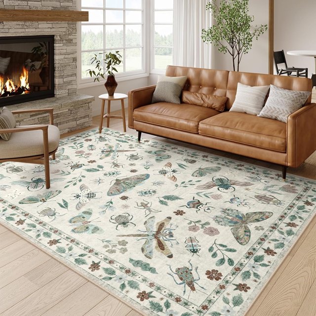 Moynesa 6'x9' Insect Print Washable Area Rugs, Soft Rugs for Living ...