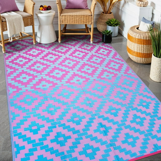 Moynesa 6'x9' Outdoor Rug, Waterproof Patio Rug Reversible Indoor ...