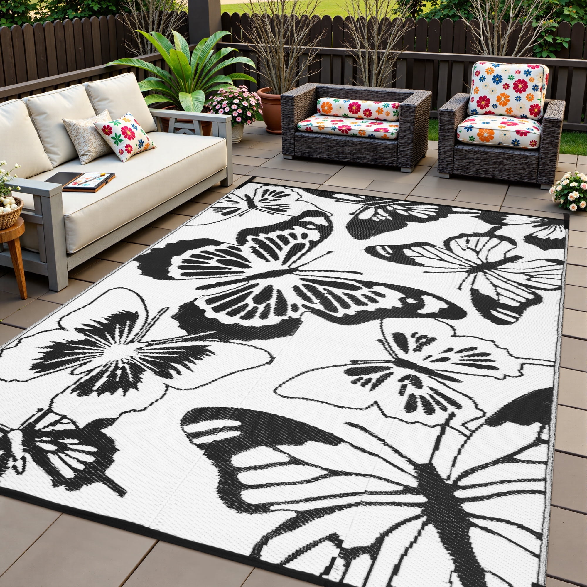 Moynesa 6'x9' Outdoor Rugs Waterproof, Plastic Straw RV Rugs for ...