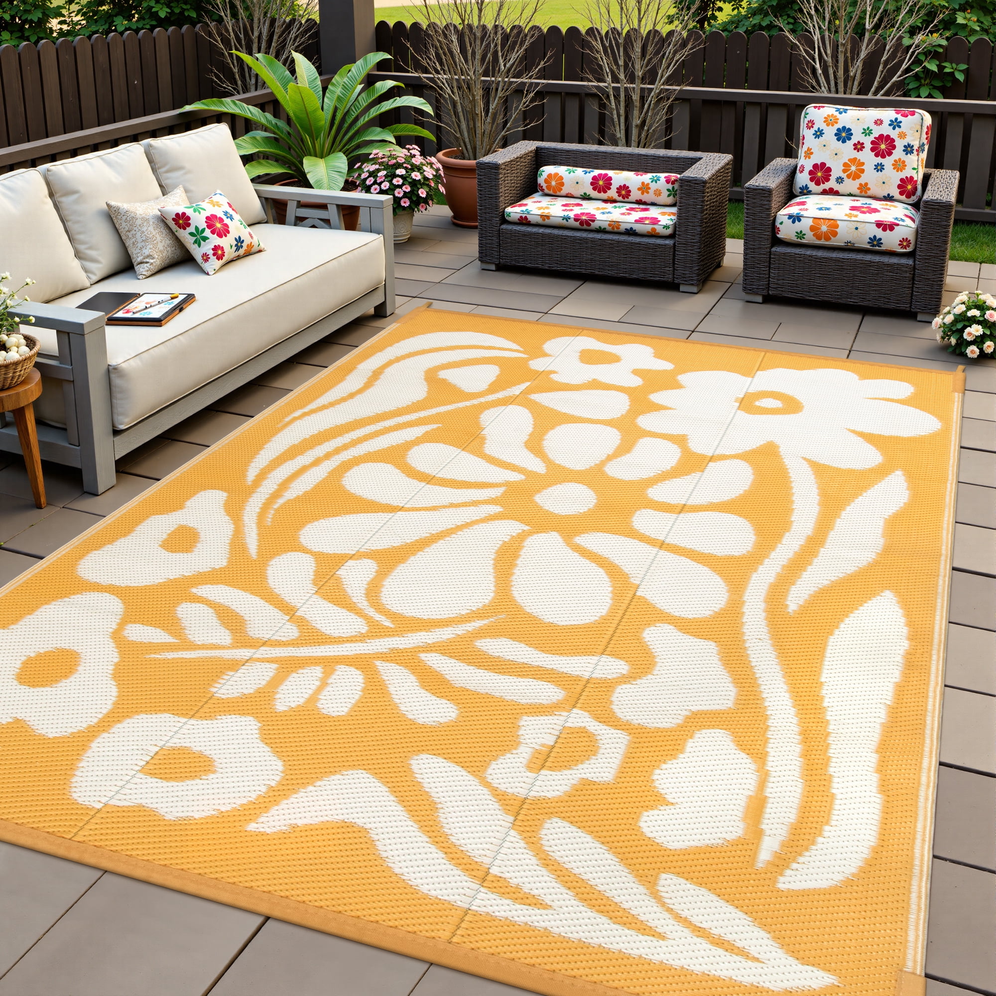 Moynesa 6'x9' Outdoor Rugs Waterproof, Plastic Straw RV Rugs for ...