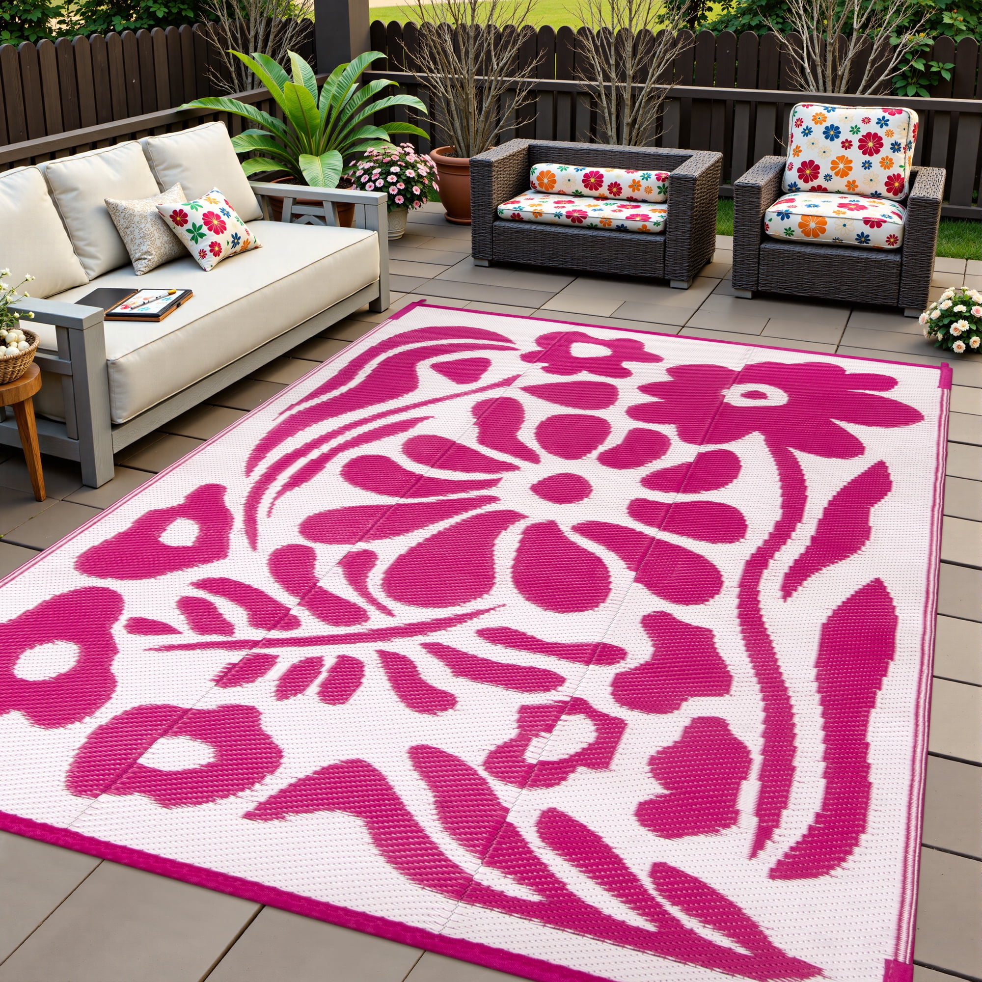 Moynesa 6'x9' Outdoor Rugs Waterproof, Plastic Straw RV Rugs for ...