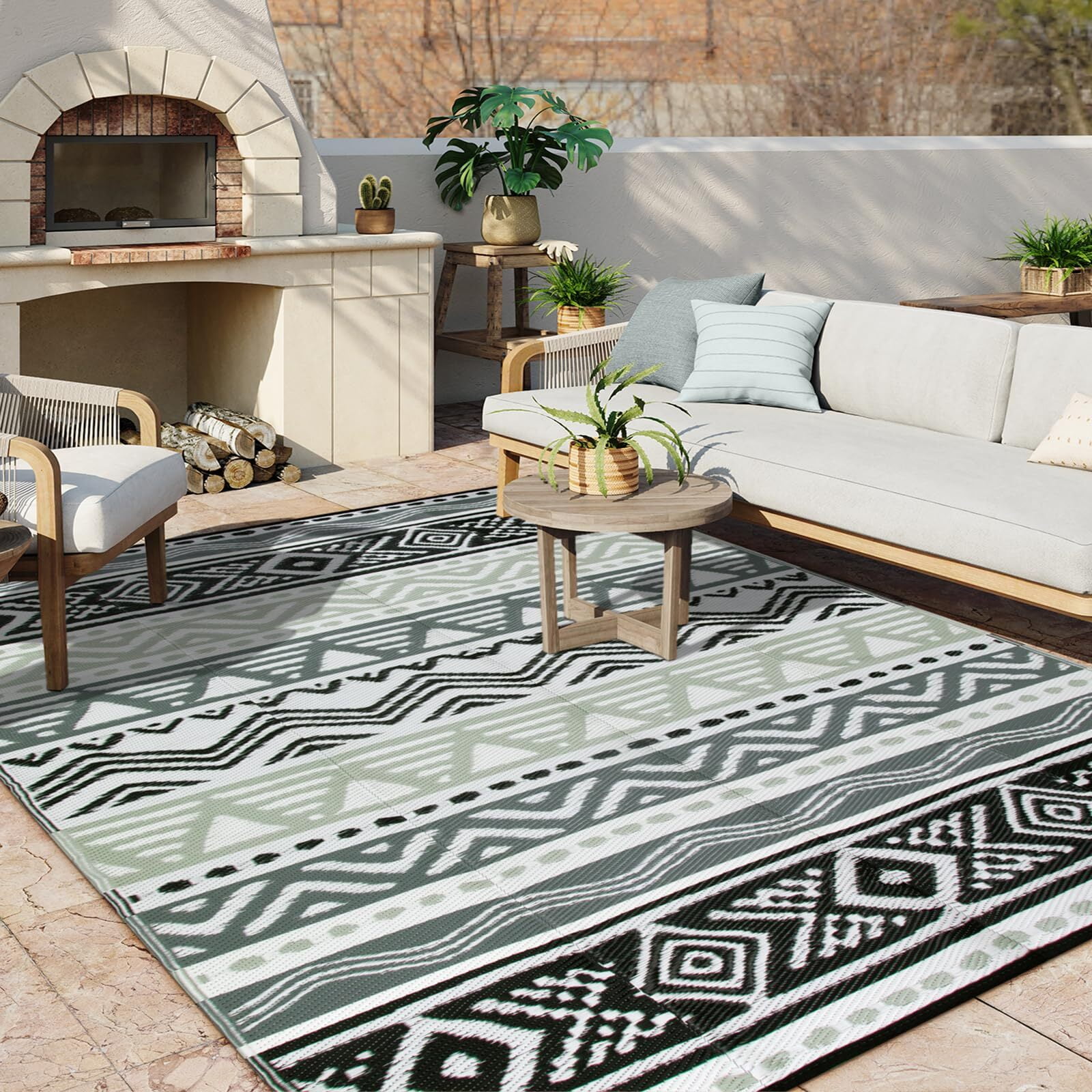 Moynesa Outdoor Rug Waterproof, 6'x9' Lightweight Plastic Straw Rug for ...