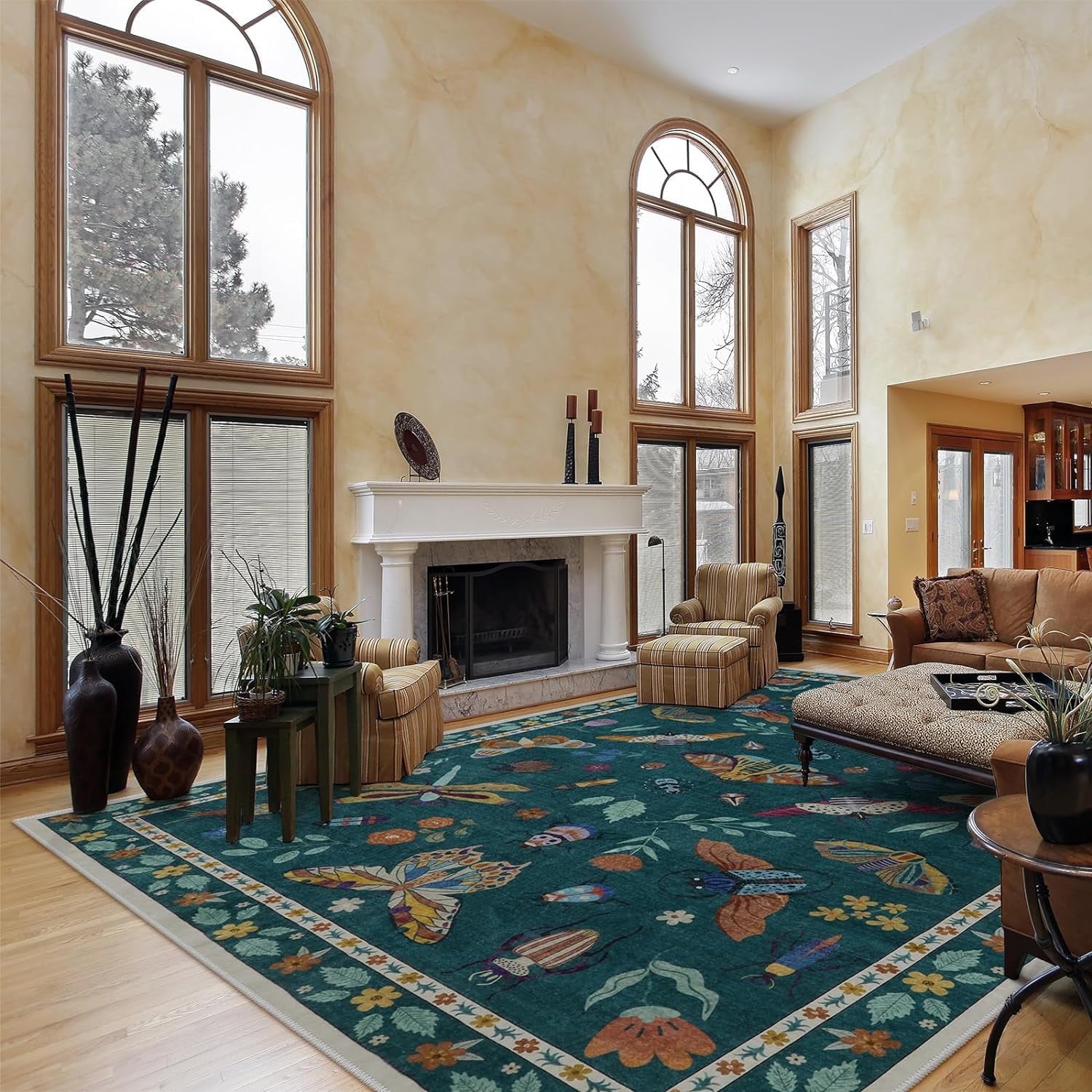 Moynesa 8'x10' Insect Print Washable Area Rugs, Soft Rugs for Living ...