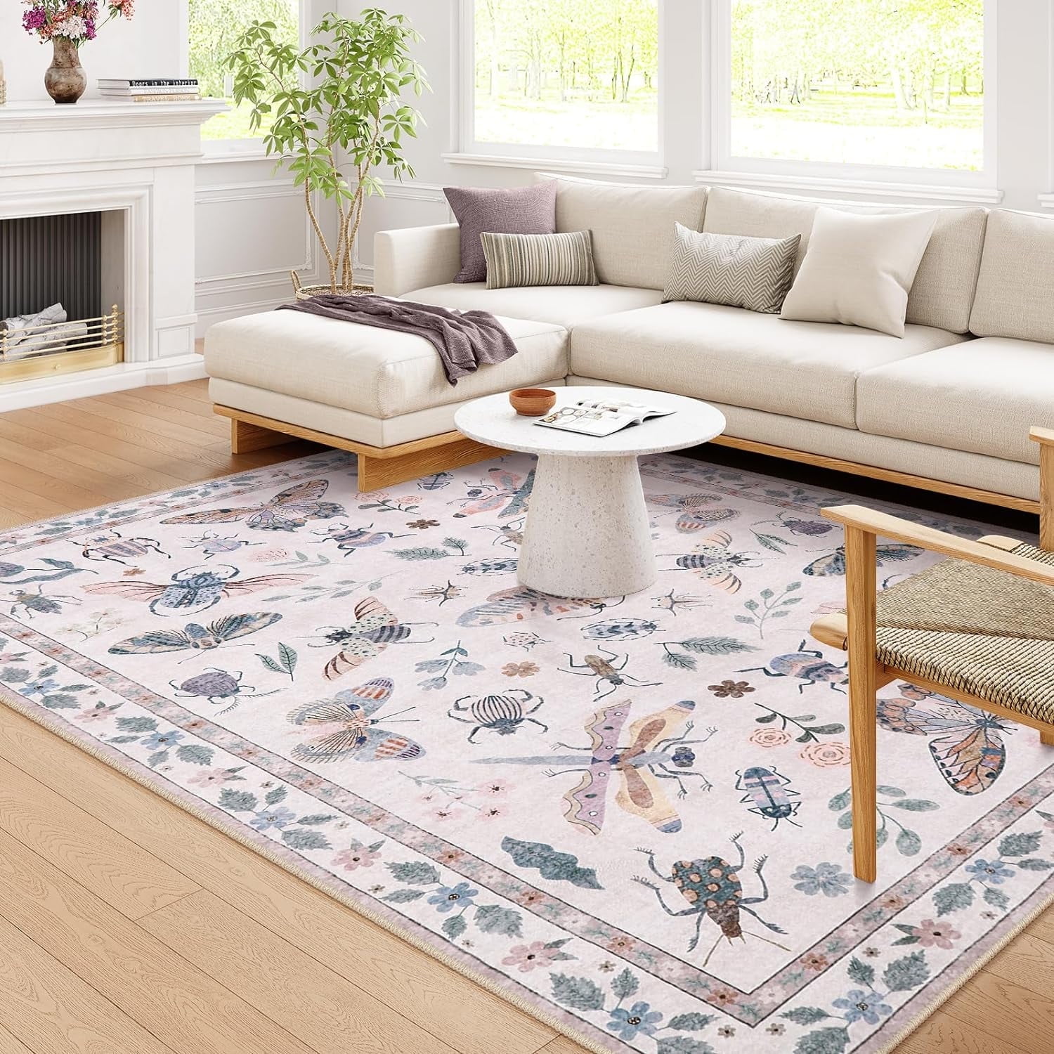 Moynesa 8'x10' Insect Print Washable Area Rugs, Soft Rugs for Living ...