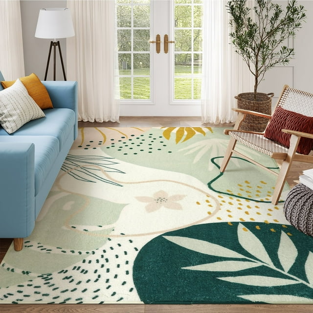 Moynesa 8'x10' Machine Washable Area Rugs,Green Non-Slip Large Living ...