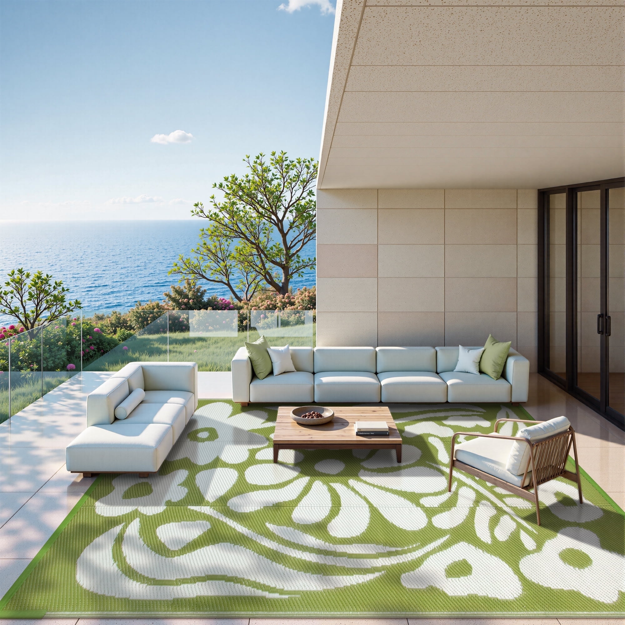 Moynesa 8'x10' Outdoor Rugs Waterproof, Plastic Straw RV Rugs for ...