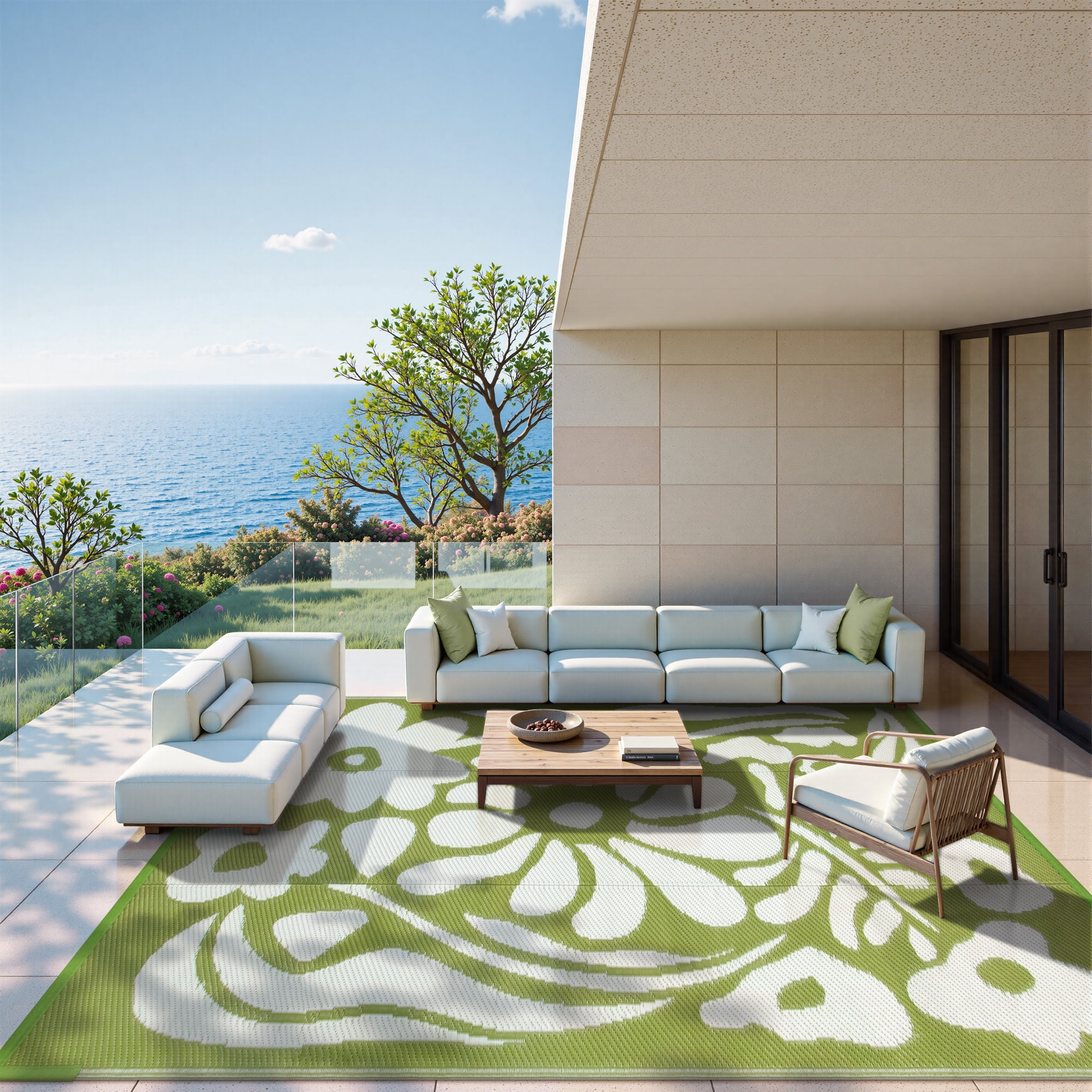 Moynesa 8'x10' Outdoor Rugs Waterproof, Plastic Straw RV Rugs for ...