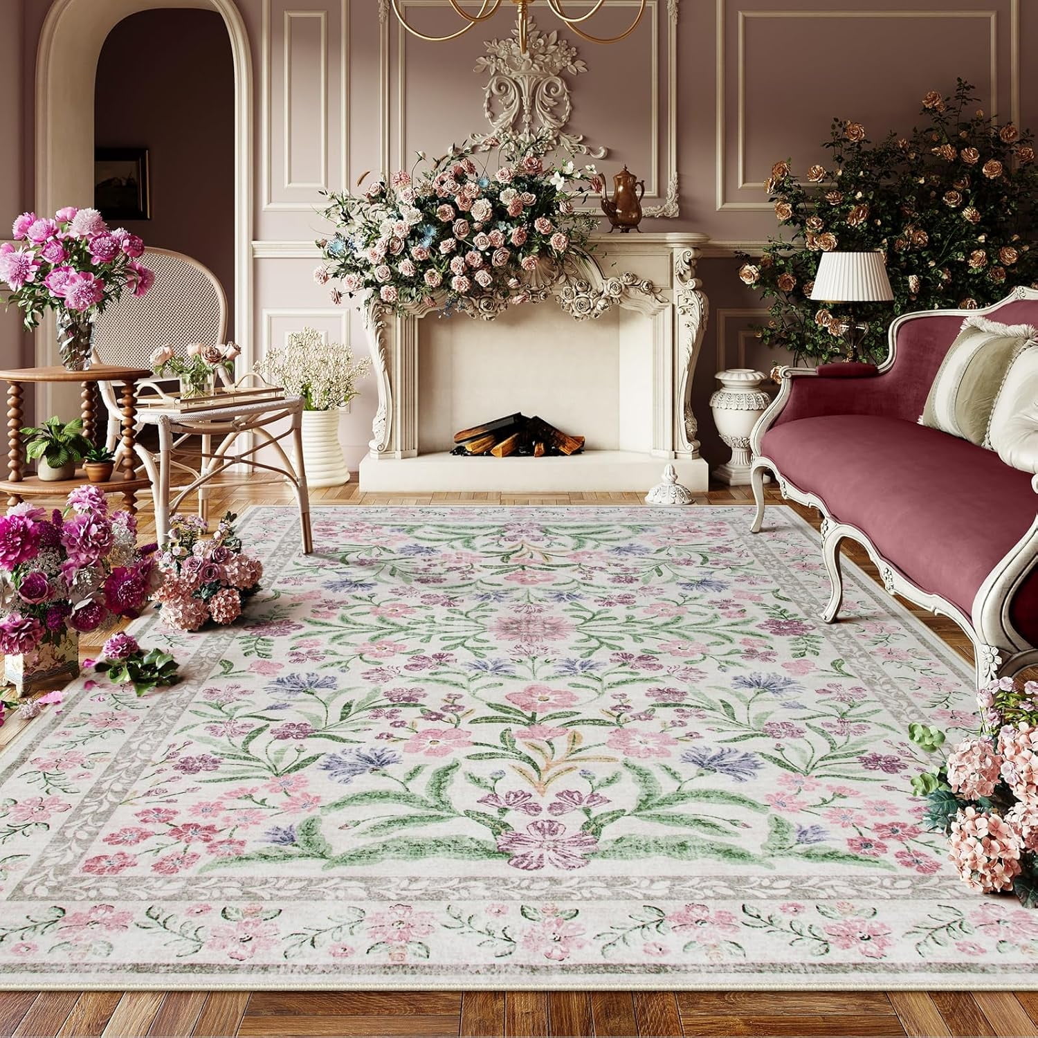 Moynesa 8'x10' Purple Bedroom Rug Under Bed, Boho Washable Rugs for ...