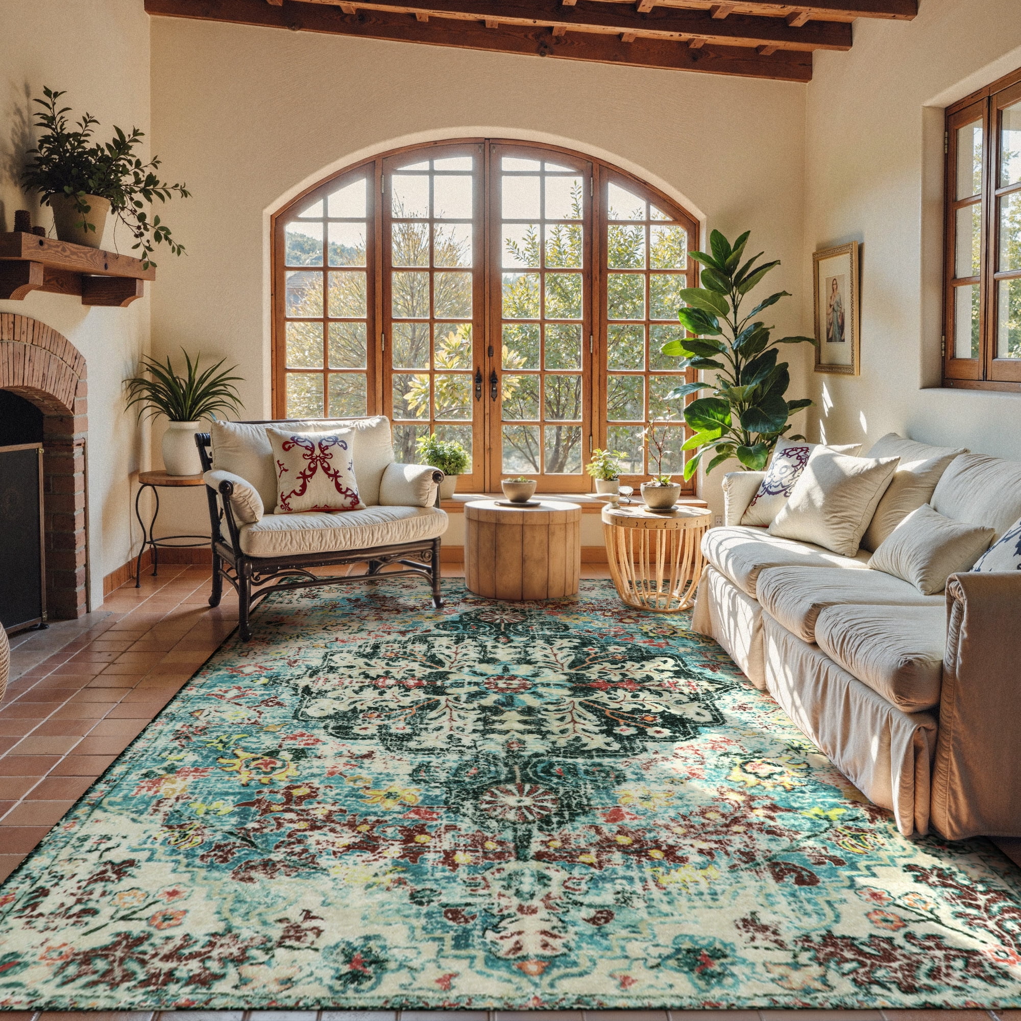 Moynesa 9'x12' Bohemian Area Rug,9x12ft Large Boho Washable Bedroom Rug ...