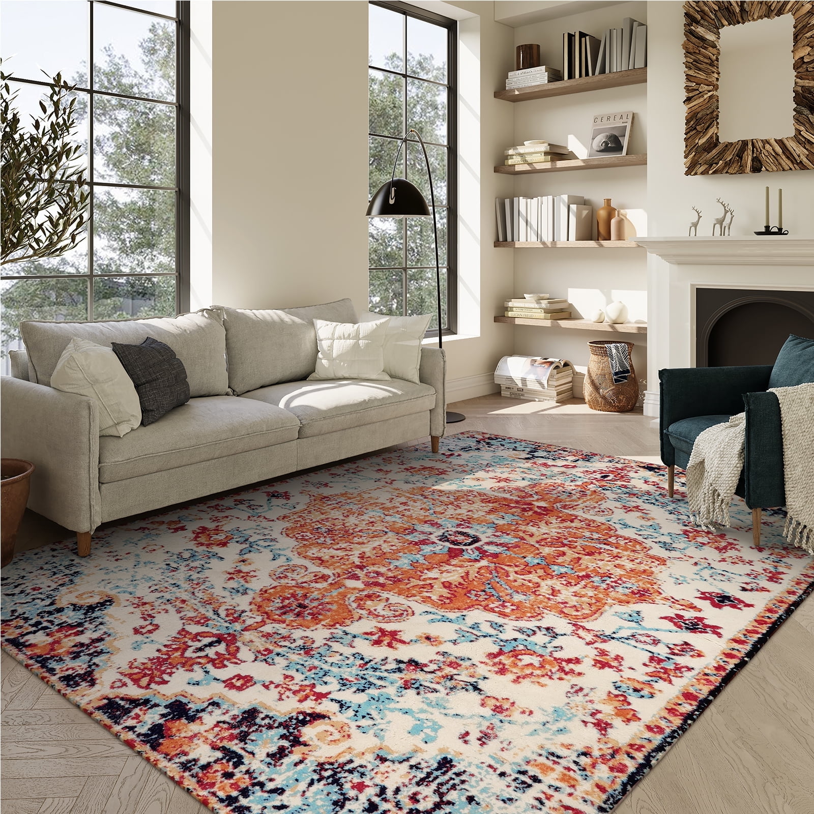 Moynesa 9'x12' Bohemian Area Rug,9x12ft Large Boho Washable Bedroom Rug ...