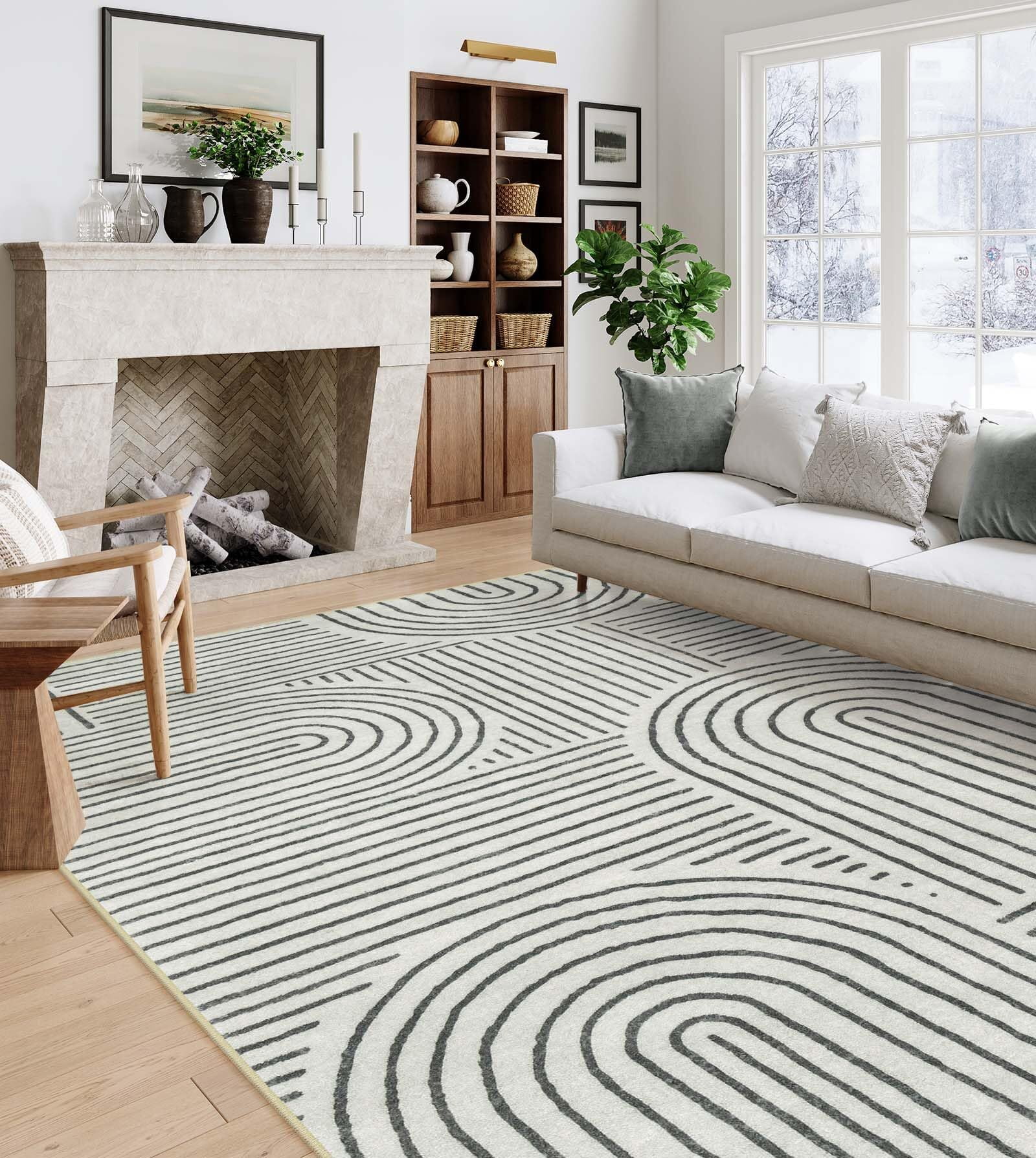 Moynesa 8'x10' Abstract Area Rugs for Living Room, Ultra-Thin Soft ...