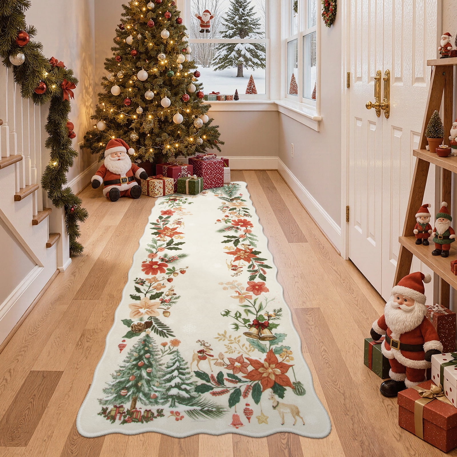 Moynesa Christmas 2'x6' Runner Rugs for Hallway, Washable Kitchen Rug ...