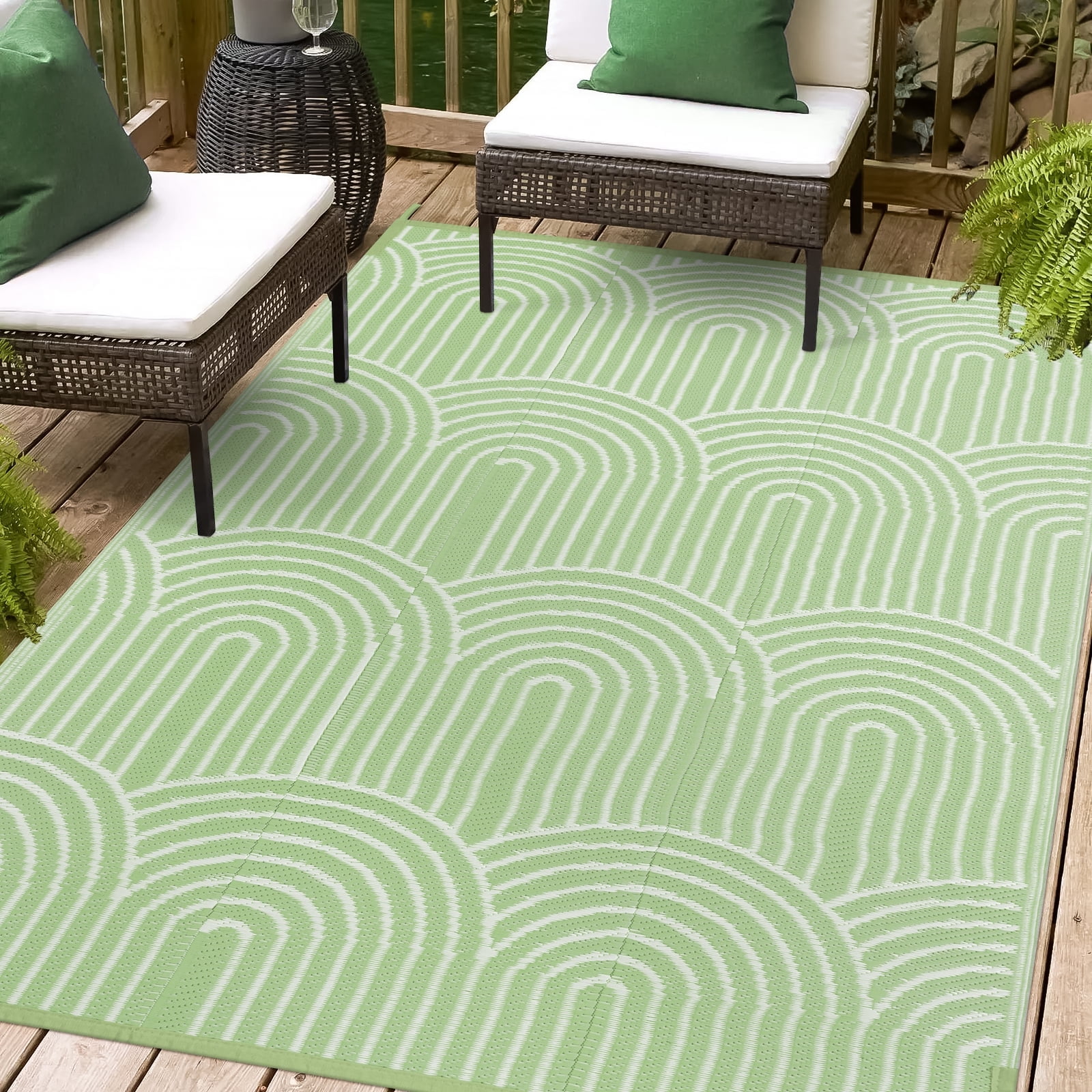 Moynesa Waterproof Outdoor Rug 5x8, Reversible Plastic Straw RV Rug for ...