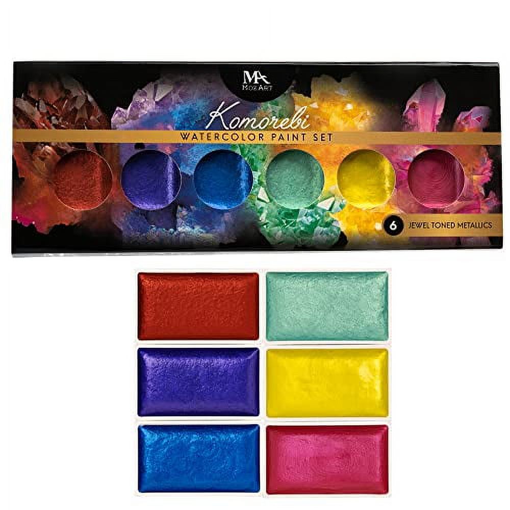 MozArt Supplies Professional Watercolor Paint Set - 6 Jewel Vibrant ...