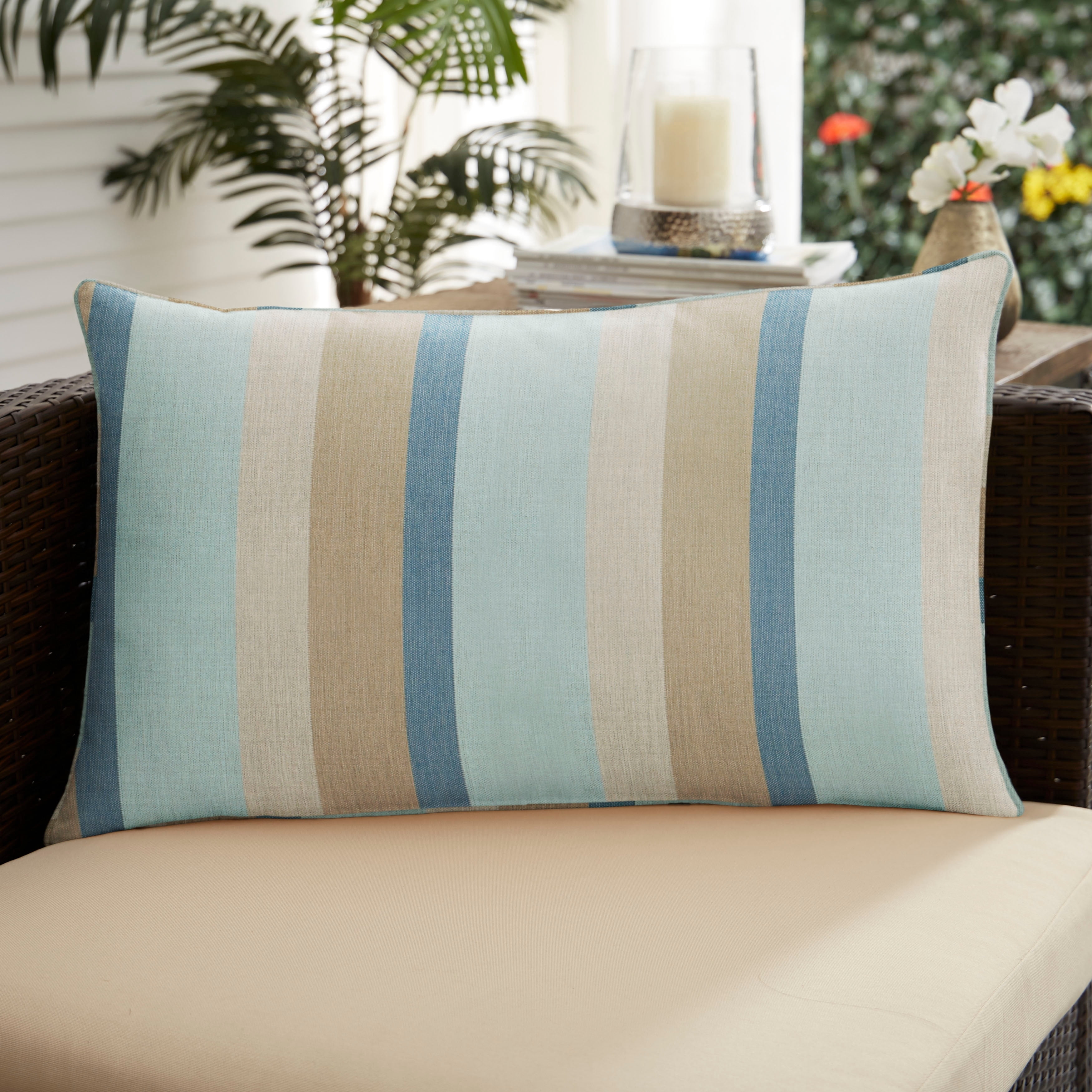Mozaic Company Sunbrella Gateway Mist Indoor/ Outdoor Corded Pillow, 16 ...