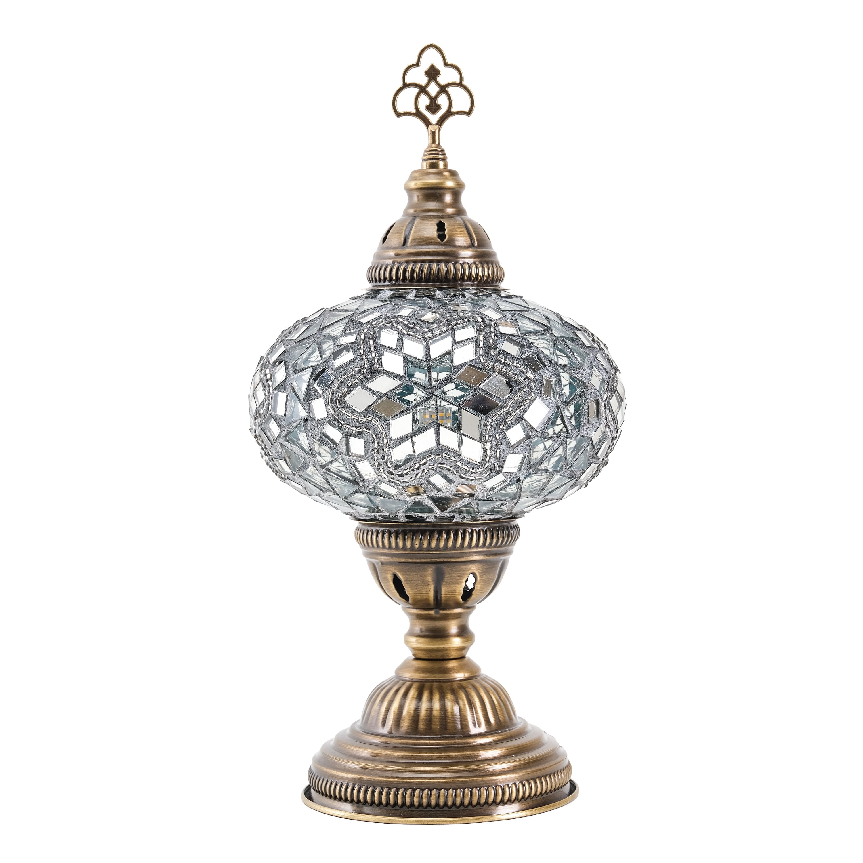 Mozaist Turkish Mosaic Table Lamp 13'' – White Black Cement Color with ...
