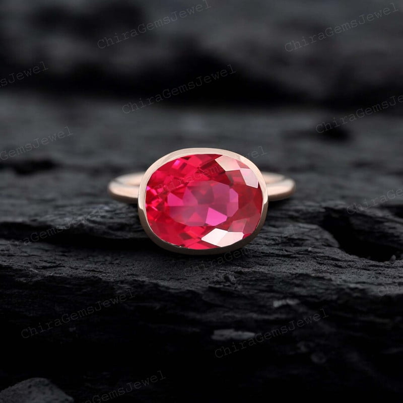 Mozambican Ruby Wedding Ring 10K Yellow Gold Red Ruby Solitaire ...