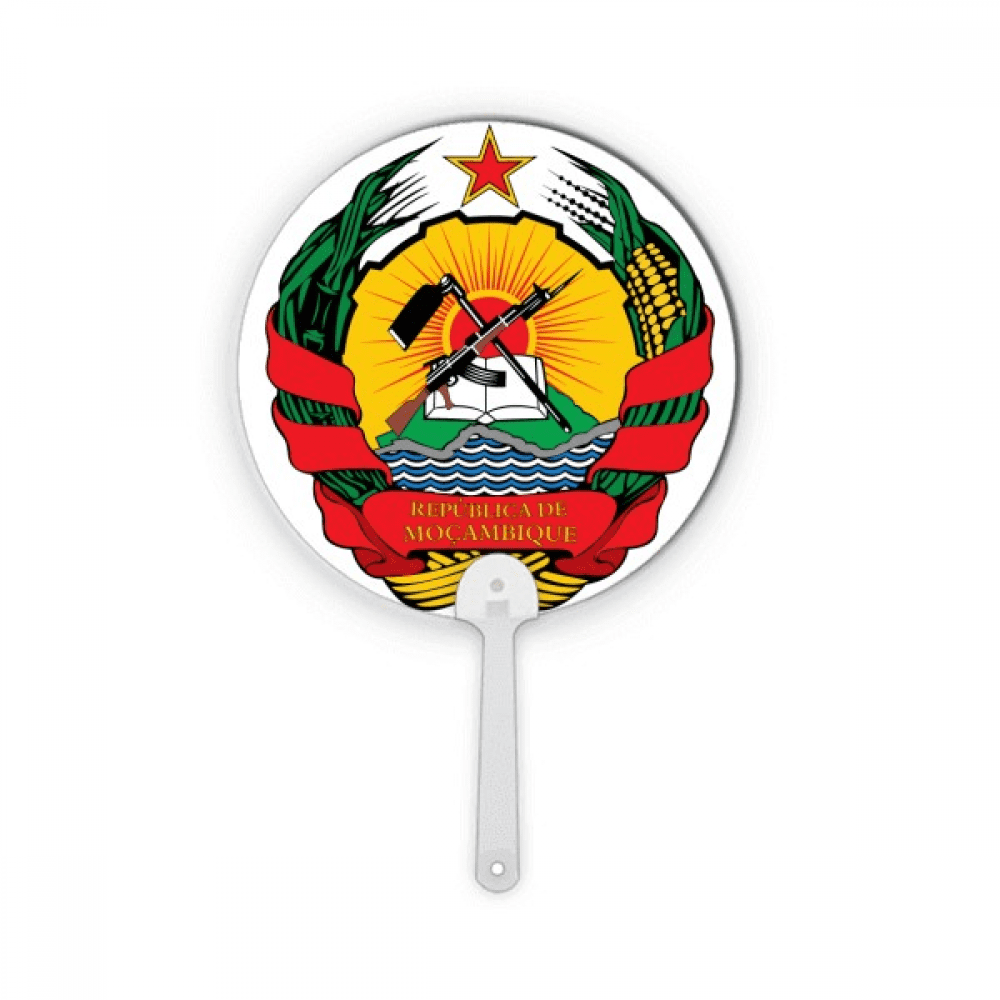Mozambique Africa National Emblem Plastic Round Handheld Fan ...