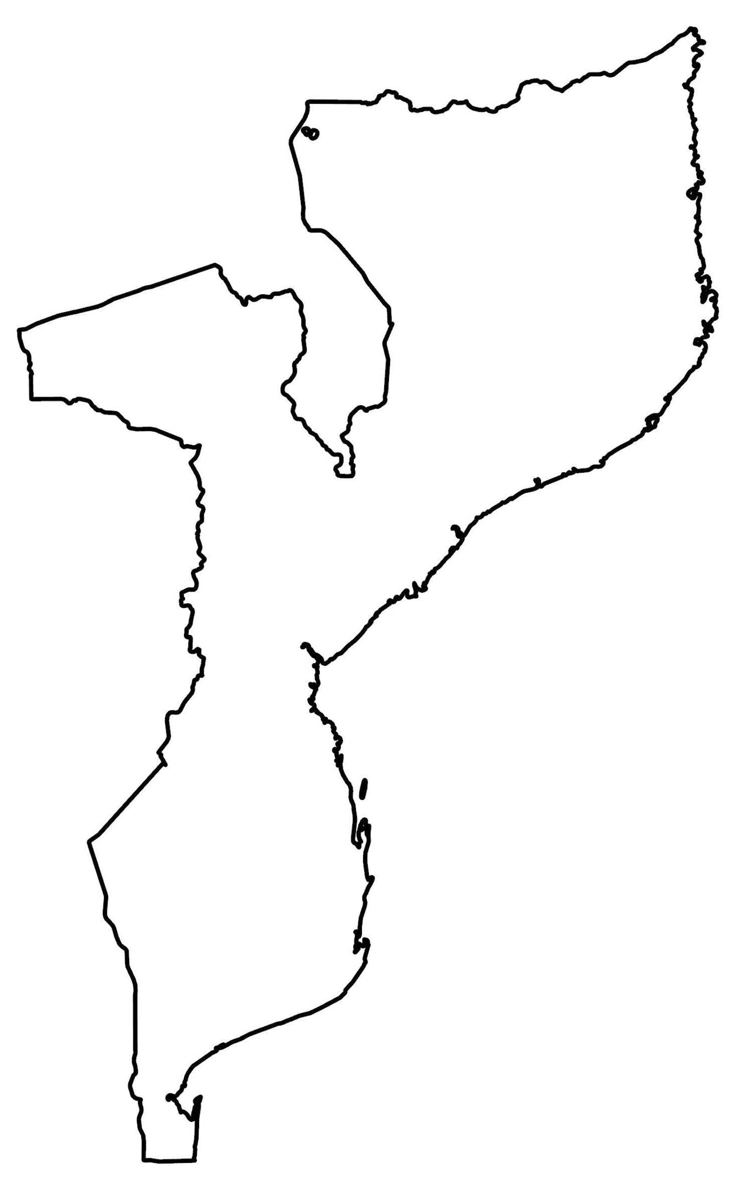Mozambique Blank Outline Map GLOSSY POSTER PICTURE PHOTO PRINT BANNER ...
