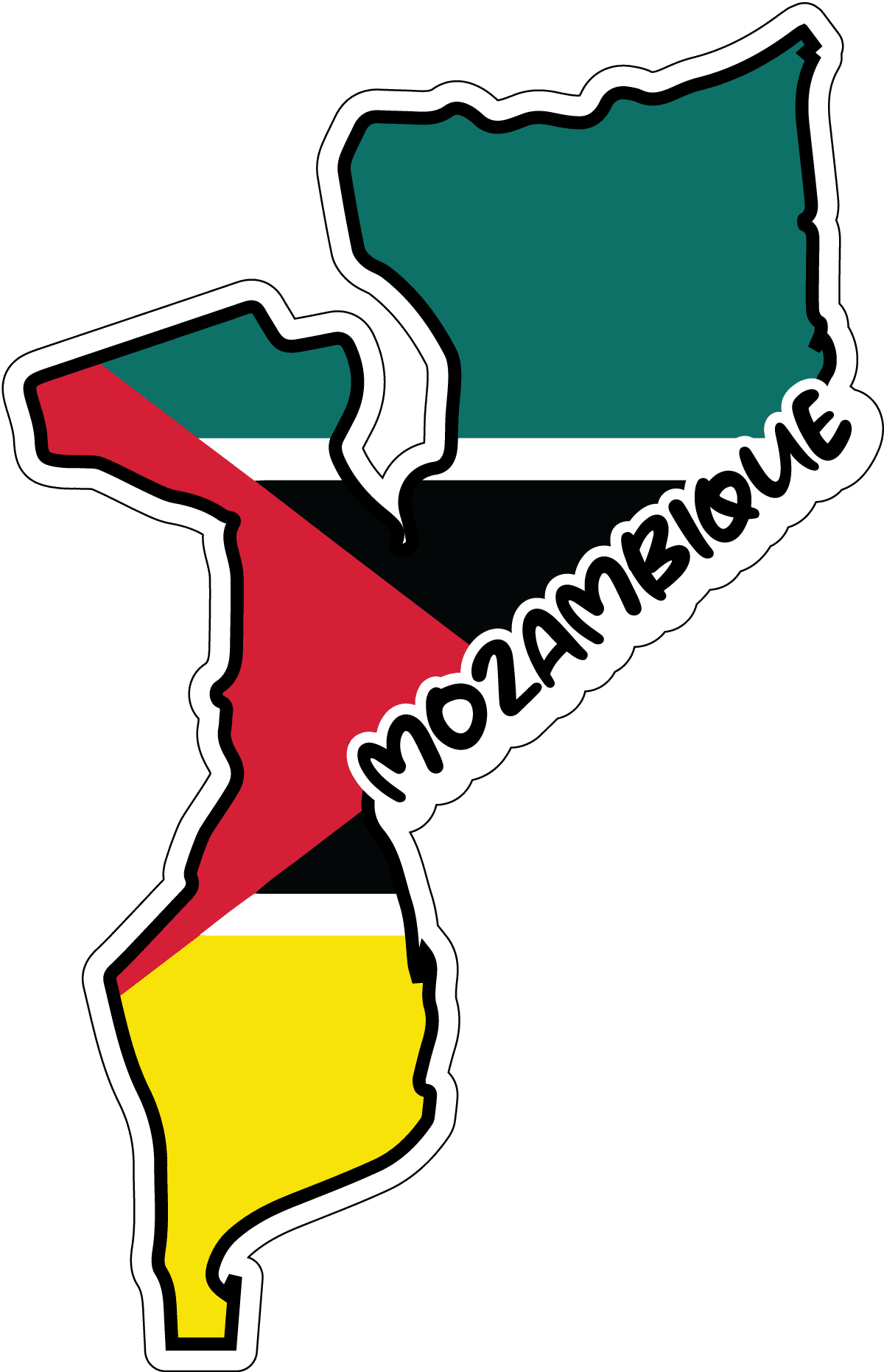 Mozambique Map Flag Sticker Decal 4 Inches - 4 inch - Walmart.com