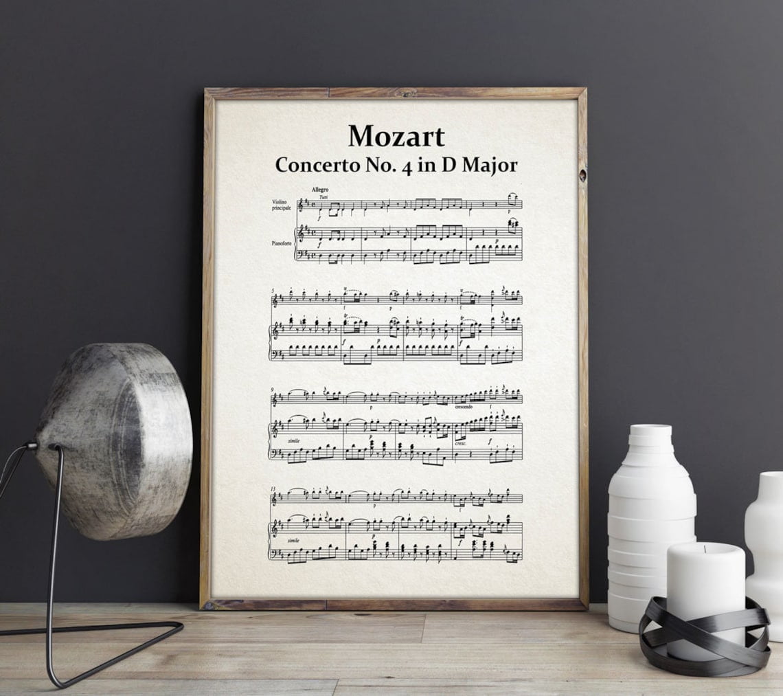 Mozart Concerto Number 4 In D Major Mozart Sheet Music Mozart Music Mozart Decor Classical Music ...