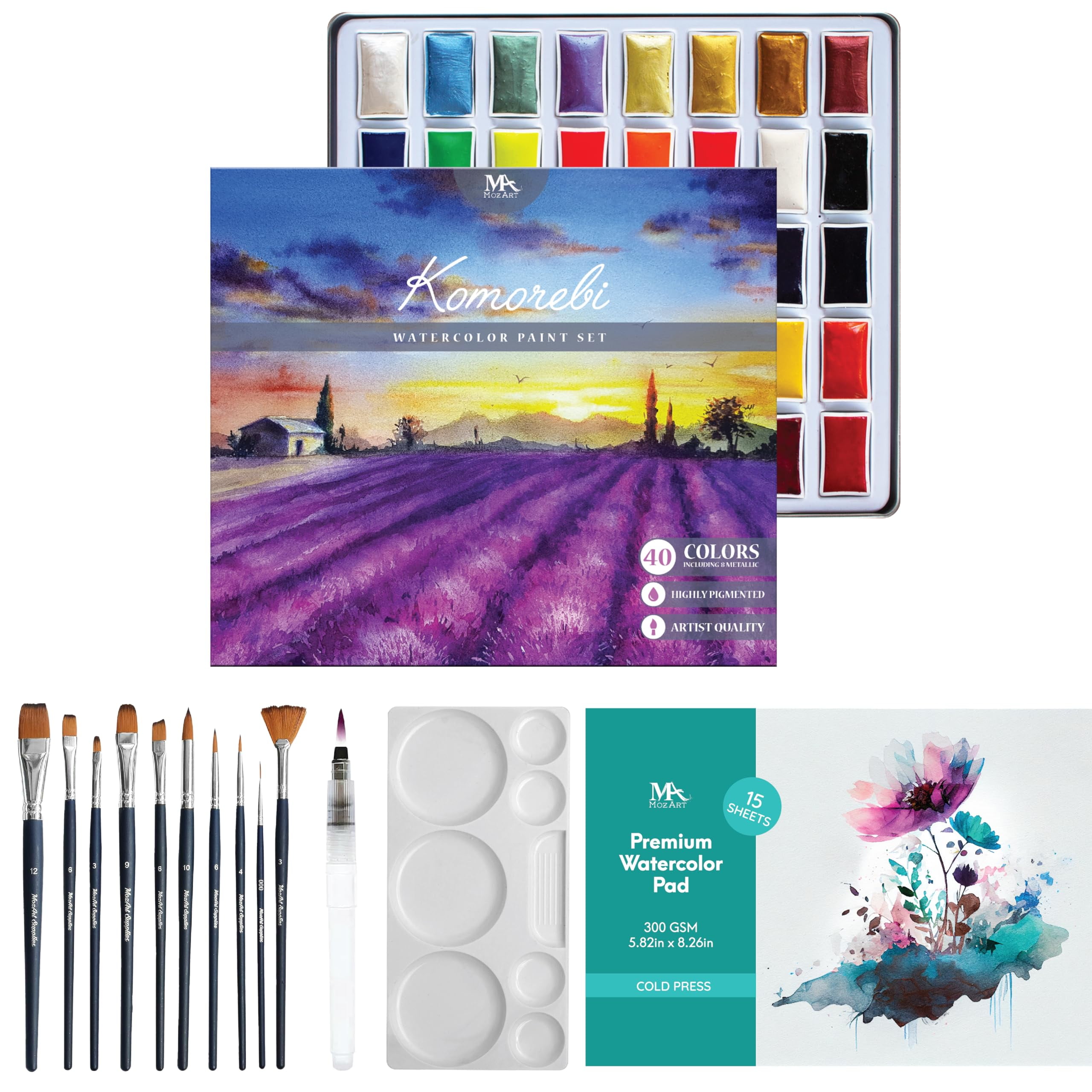 Mozart Premium Japanese Watercolor Paint Set - Komorebi Watercolor Kit ...