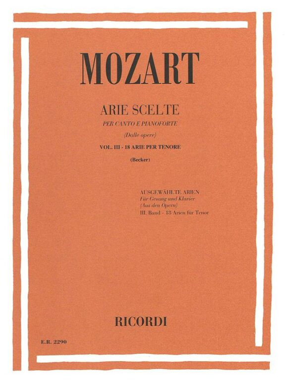 Mozart, Wolfgang Amadeus: ARIE SCELTE VOL.3: 18 ARIE PER TENORE / Ricordi - Walmart.com