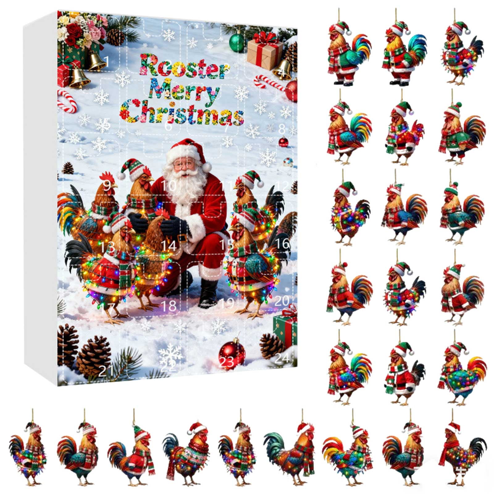 Mozhitti 2025 Christmas Countdown Calendar Cute Acrylic Pendant ...