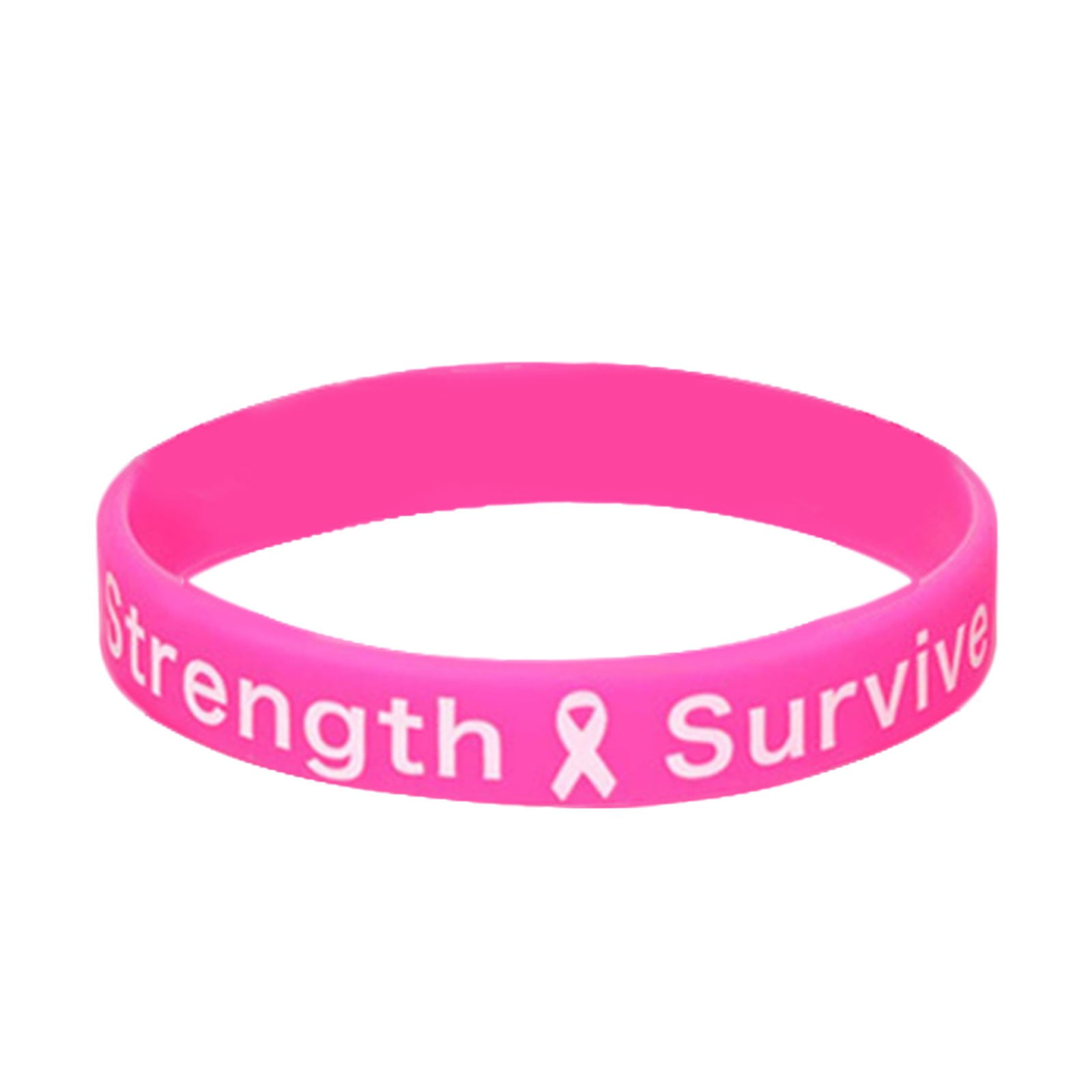 Mozhitti 6 Pieces Cancer Awareness Bracelets Bulk Pink Ribbon Silicone ...