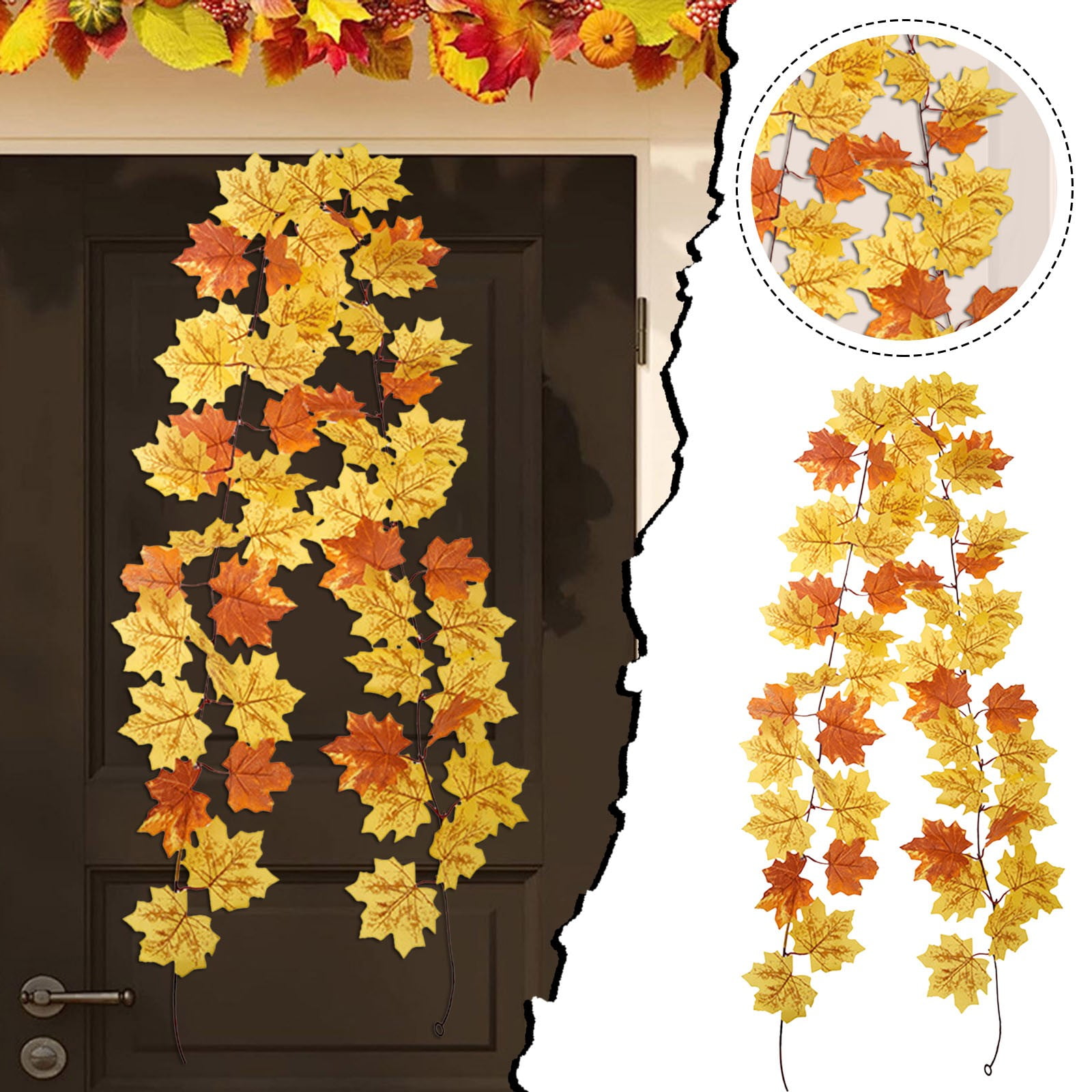 Mozhitti Autumn Artificial Maple Vines Garland Hanging Vines Garland ...